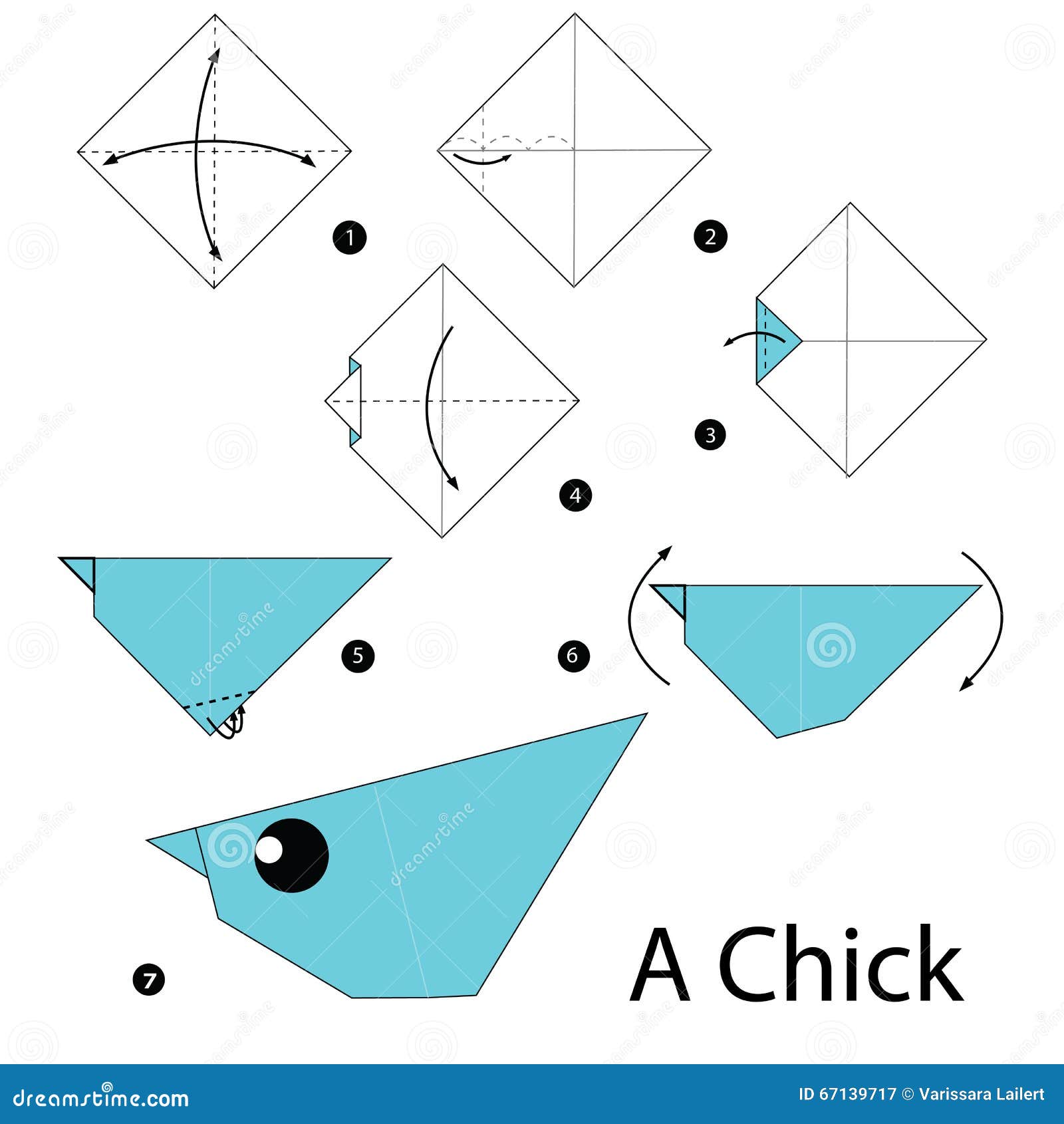 Step by Step Instructions How To Make Origami a Chick. Stock Vector ...