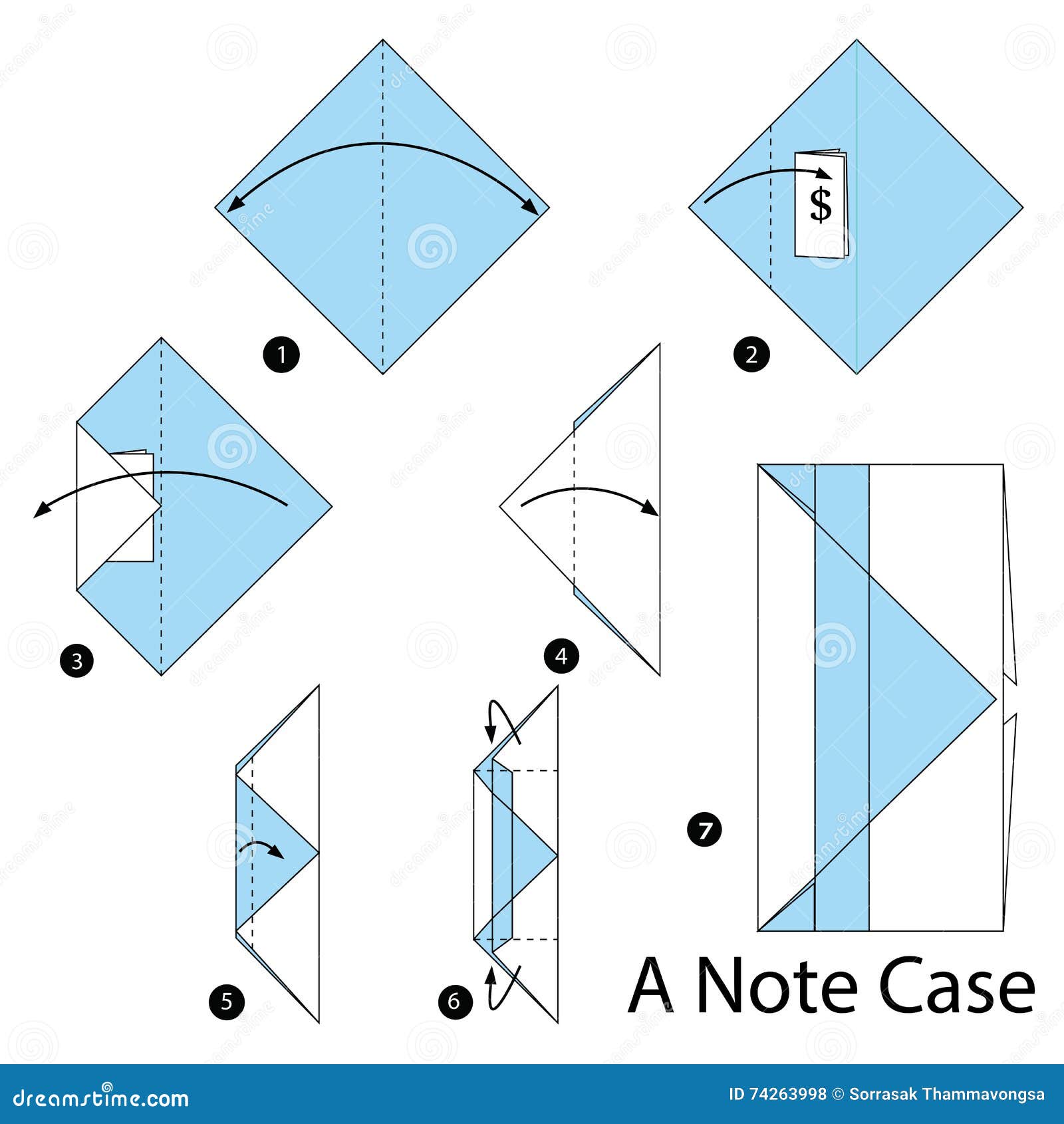 Step by Step Instructions How To Make Origami a Note Case. Stock Vector ...