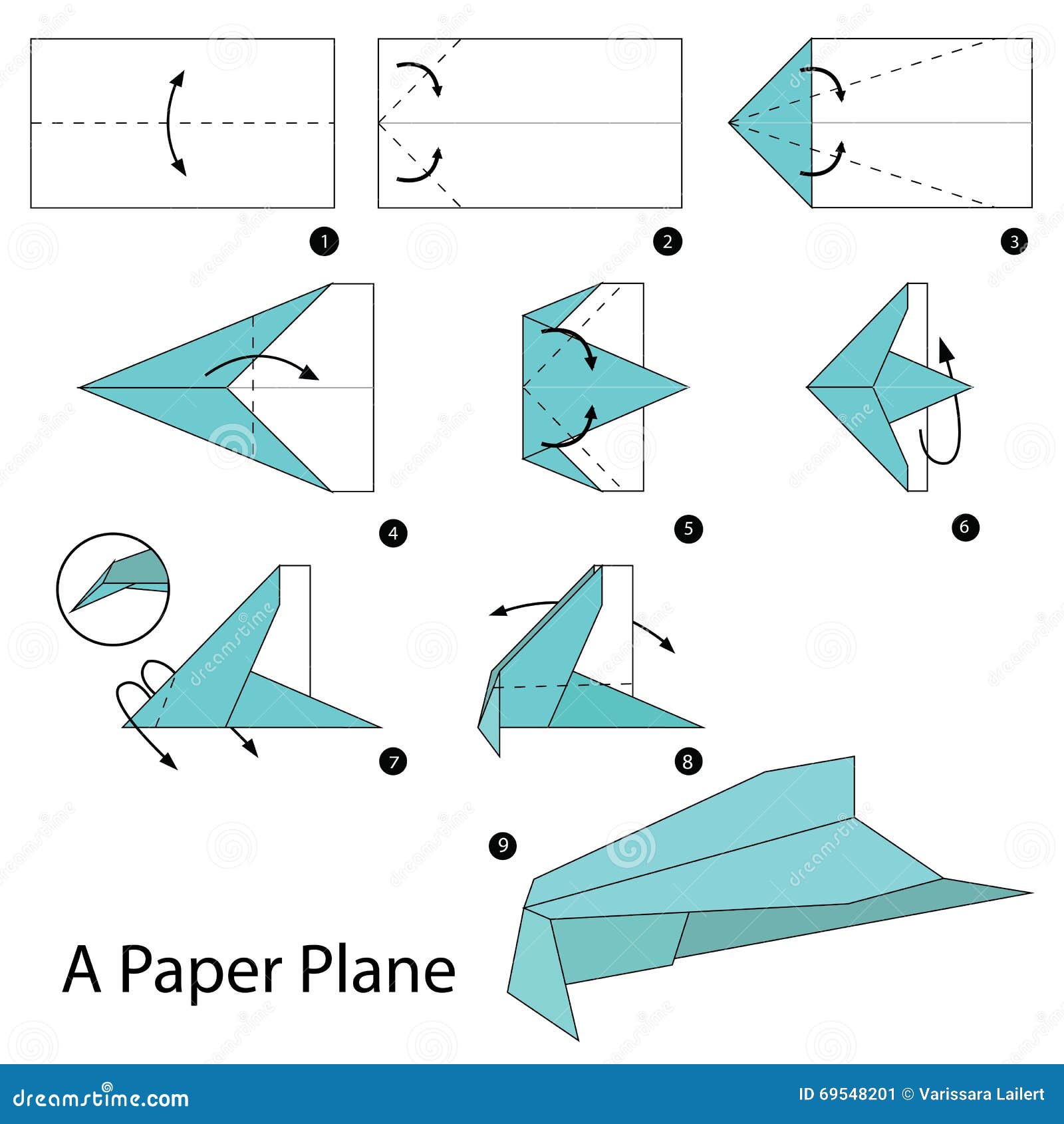 Step By Step Instructions How To Make Origami A Paper Plane. Cartoon ... Step By Step Instructions How To Make Origami A Paper Plane. Cartoon ...