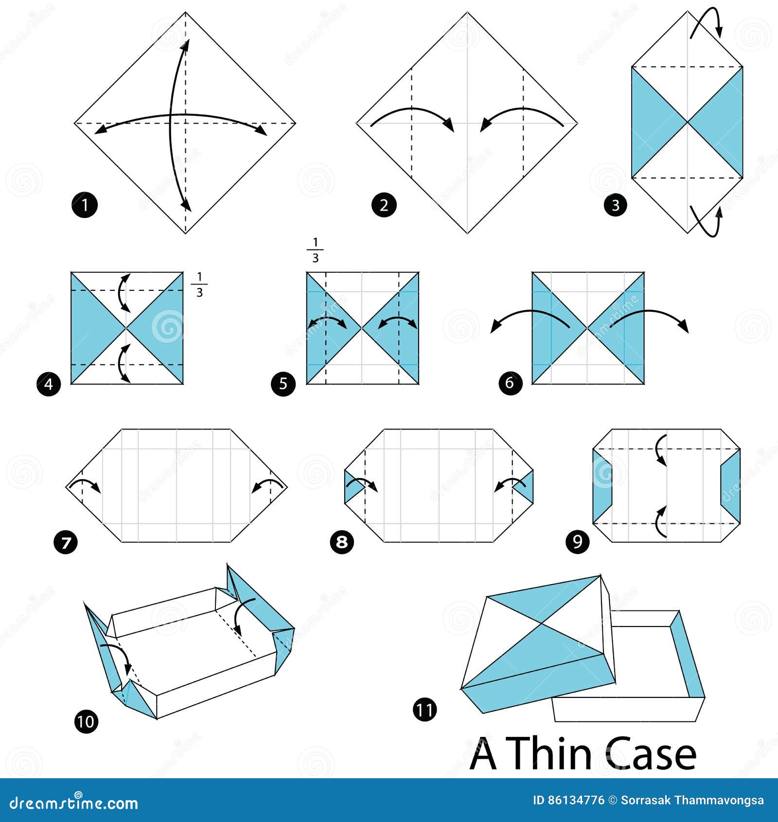 Step By Step Instructions How To Make Origami A Thin Case. Vector ...