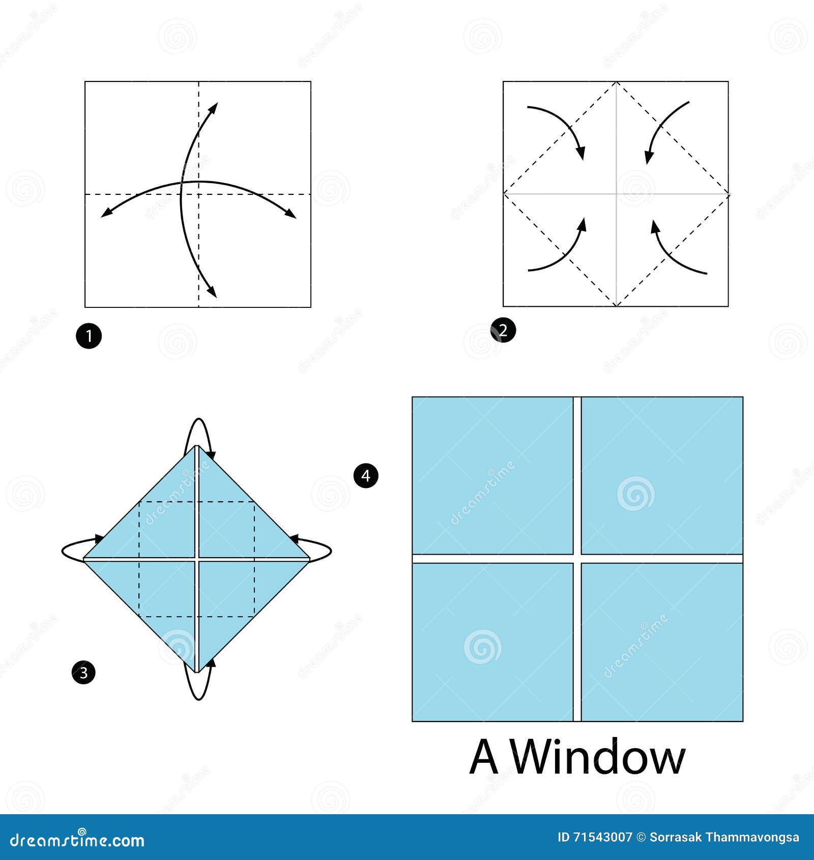 Step by Step Instructions How To Make Origami a Window. Stock Vector ...