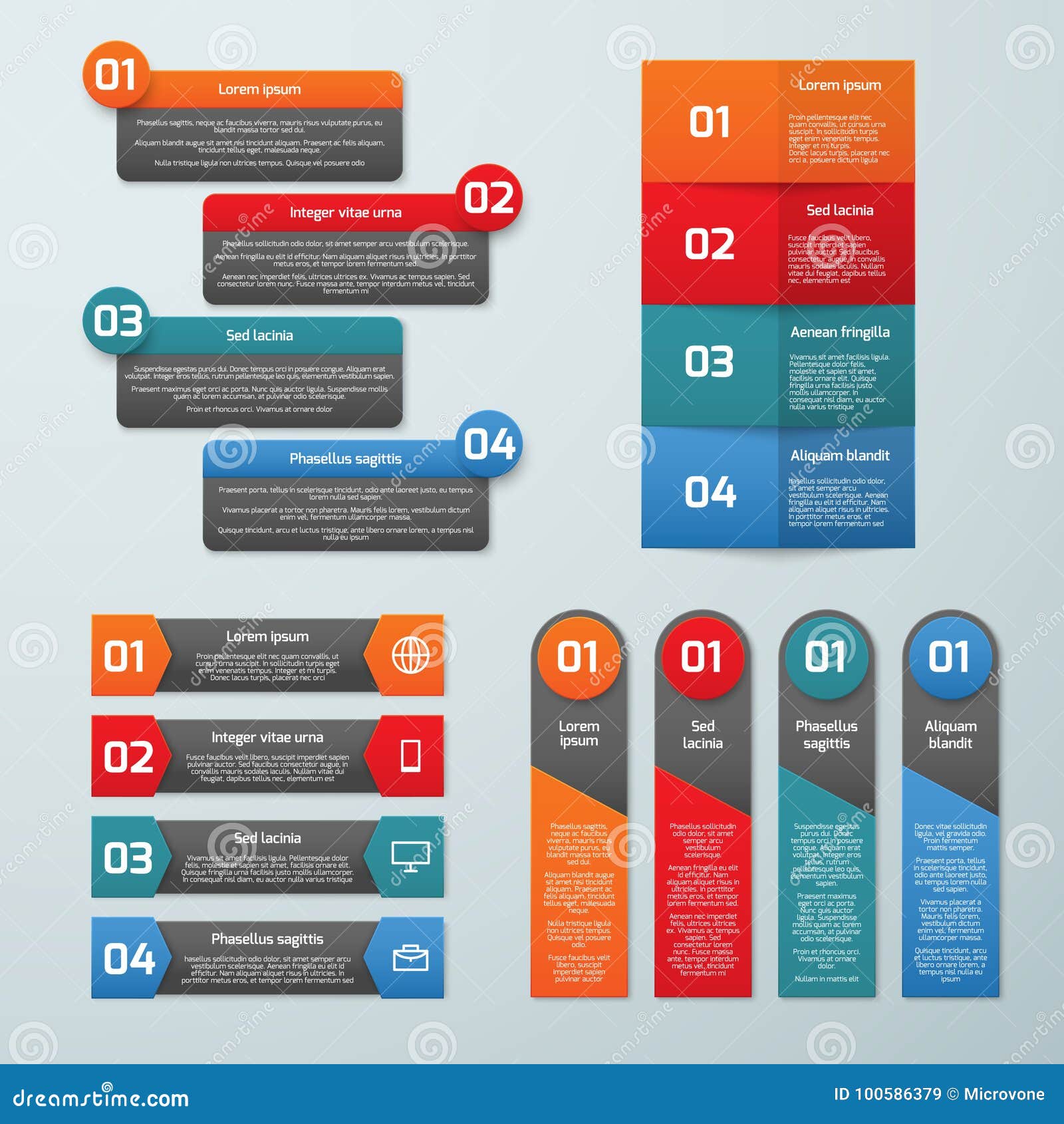 Step Tabs 3D Infographics Mockup Template Vector Background ...