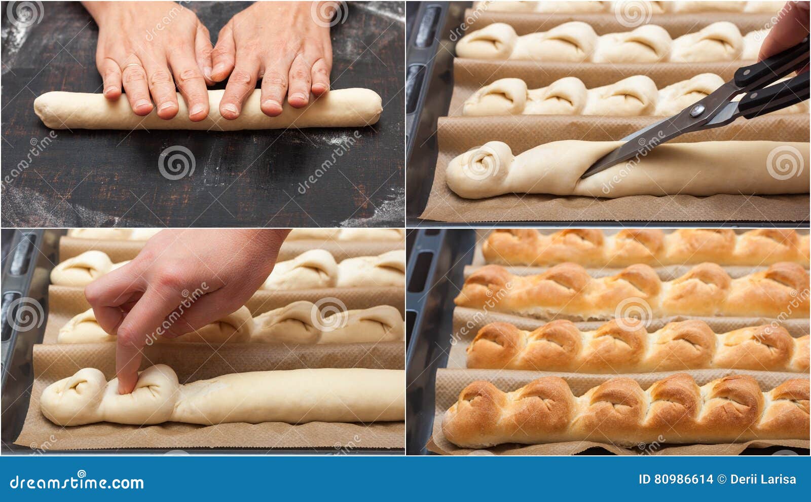 Step by Step Preparation of Bread. French Baguette. Bread Cooking ...