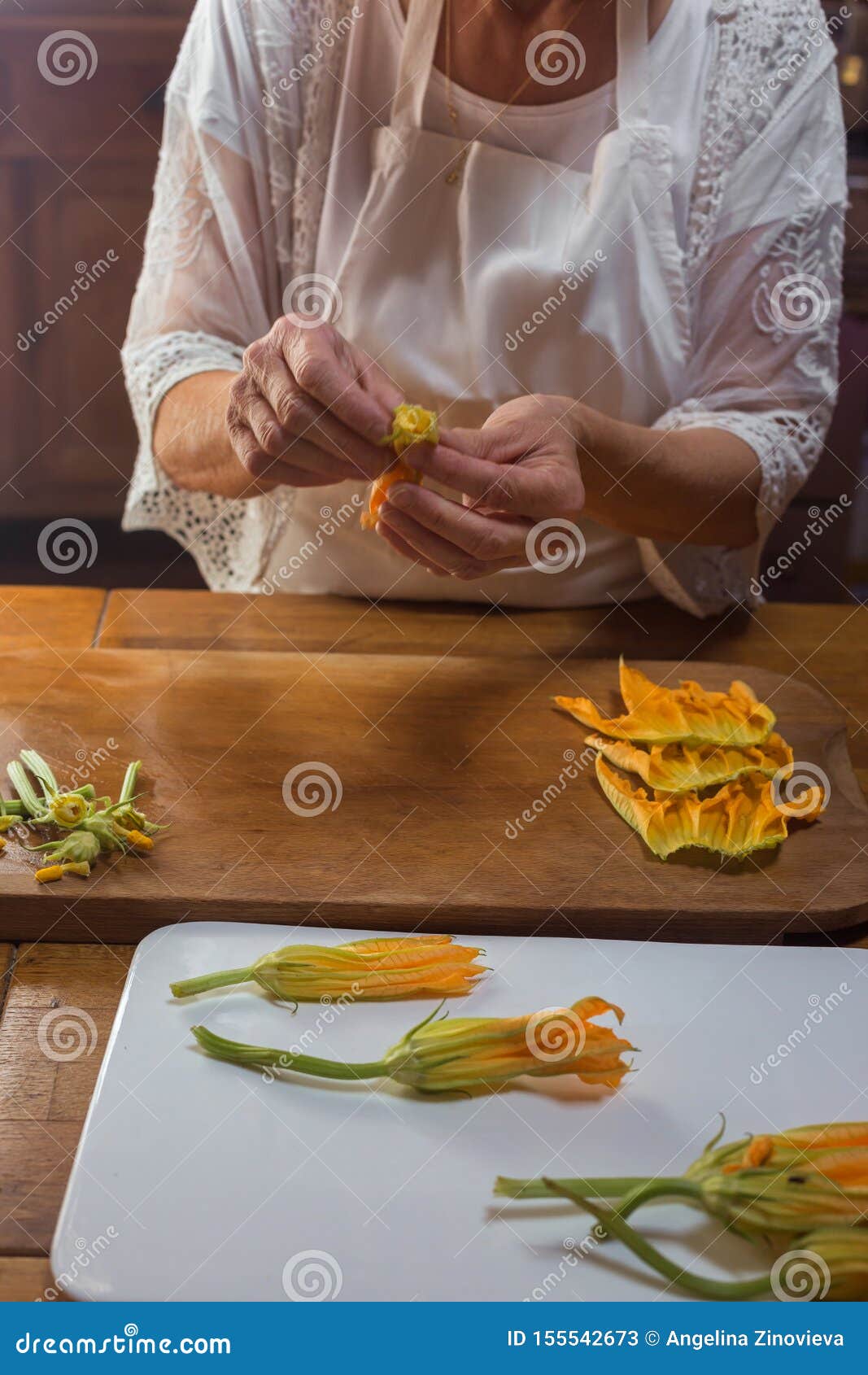 Step by Step Process of Cooking Courgette Flower Provence Dish Hands ...