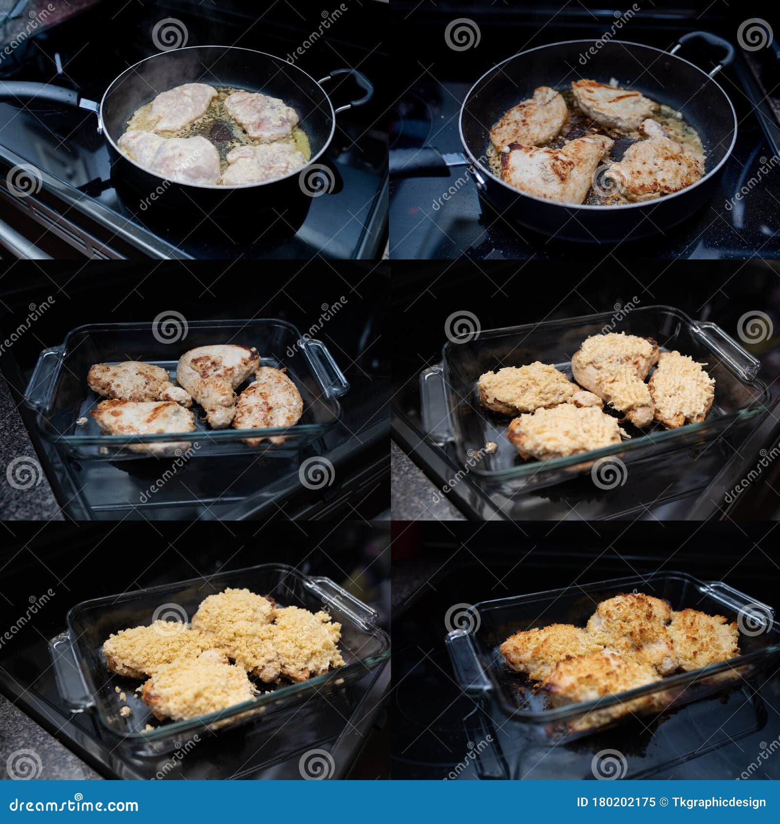Step by Step Process of Cooking Parmesan Crusted Chicken Breast Stock ...