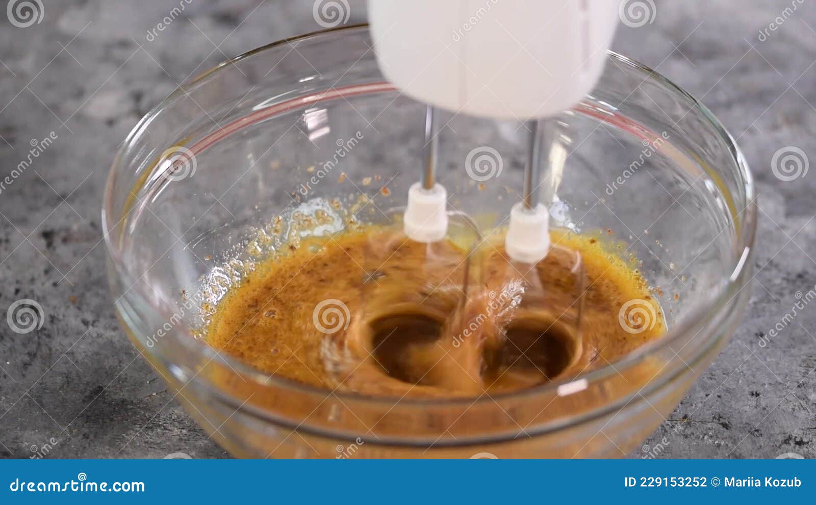 Step by Step Process of Making Dough. Beating Eggs with Brown Sugar ...