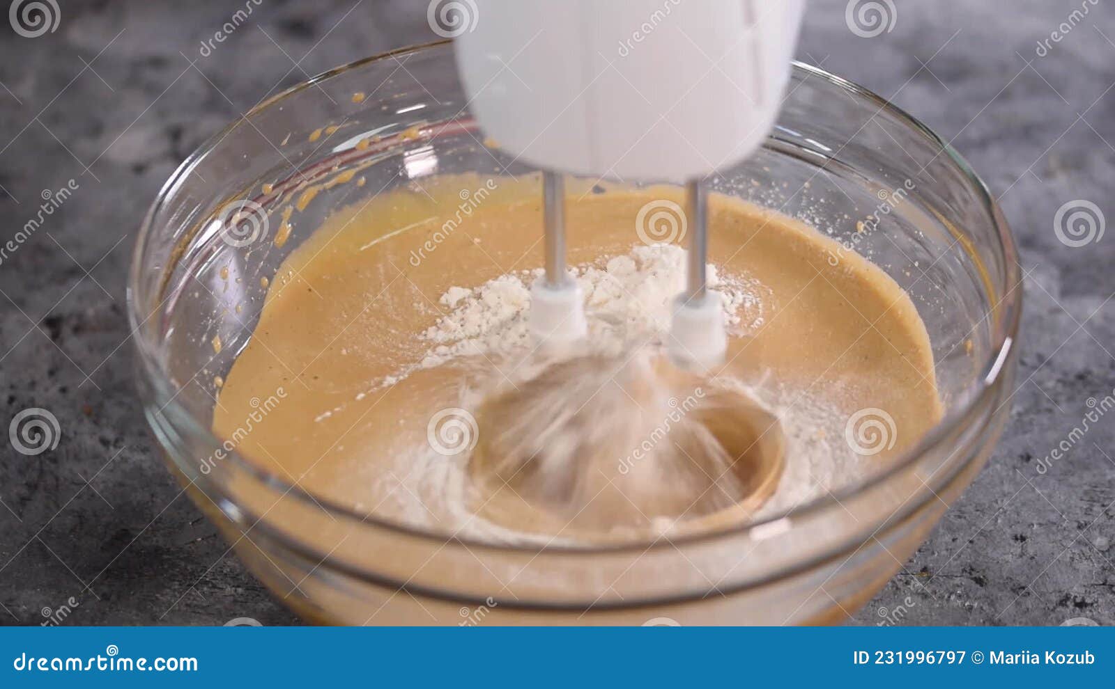 Step by Step Process of Making Dough. Beating Eggs with Brown Sugar ...