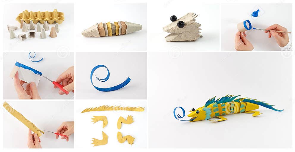 Step-by-step Tutorial for Crafting a Colorful Lizard from Recycled ...