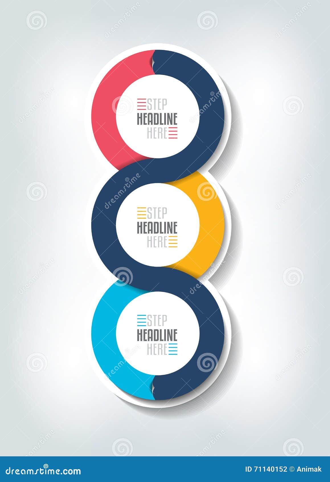 Step by Step Vertical Infographic. Vector 3D Design with 3 Circle Boxes ...