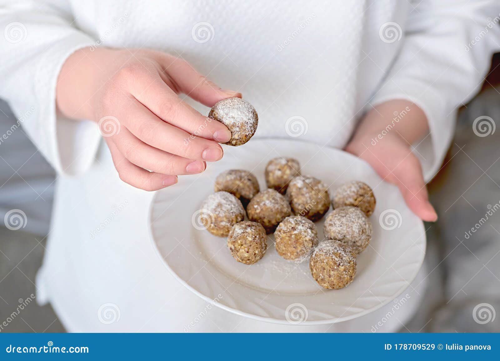 Step by Step Visual Instruction How To Make Energy Balls. Stock Image ...
