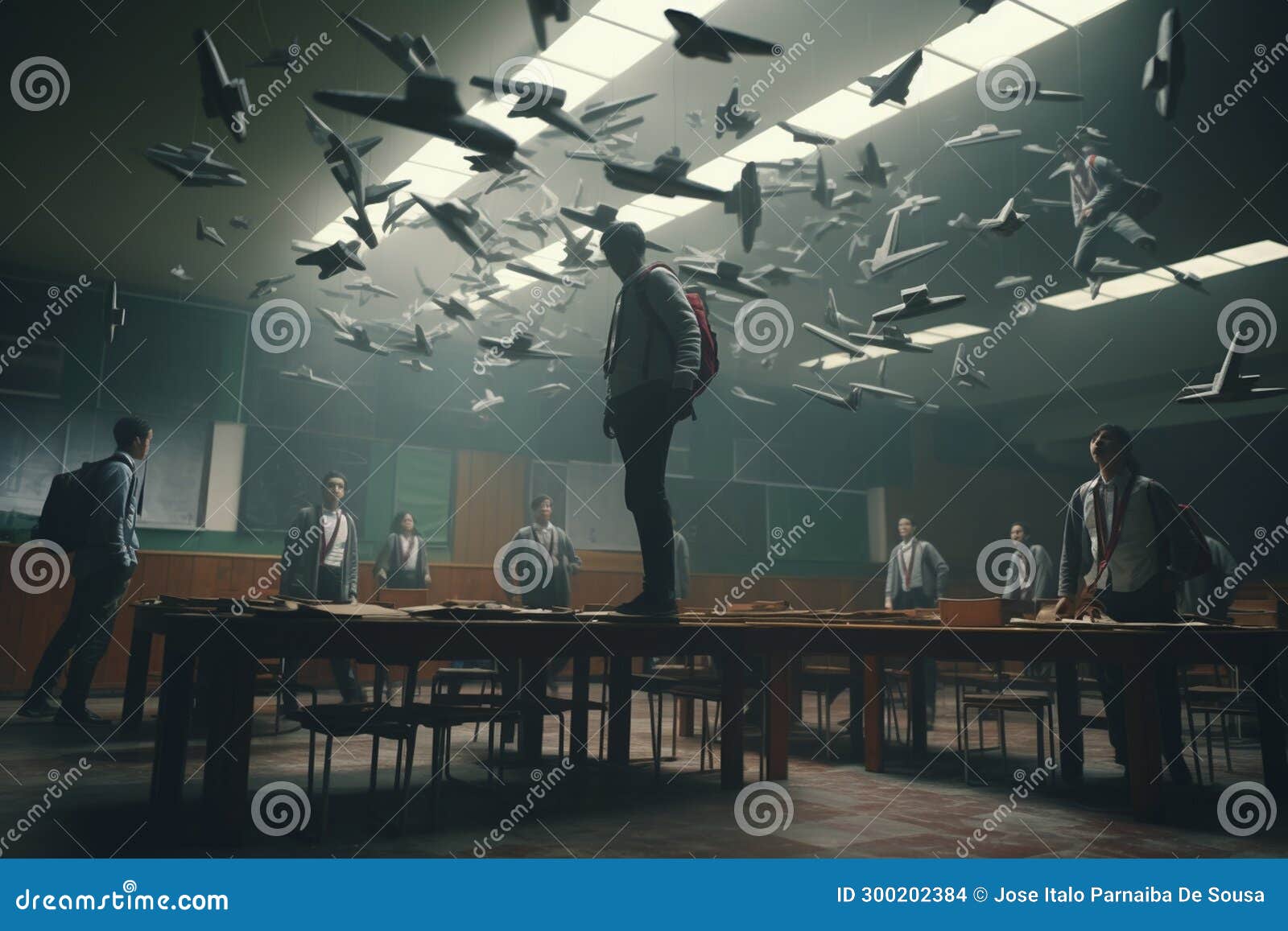 Step into a Surreal Classroom Where Students Stock Illustration ...