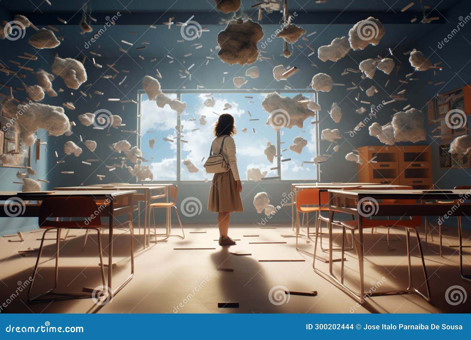 Step into a Surreal Classroom Where Students Stock Illustration ...