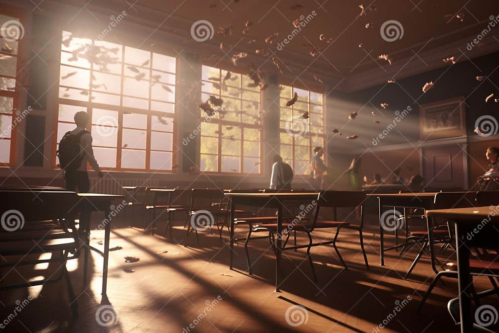 Step into a Surreal Classroom Where Students Stock Illustration ...