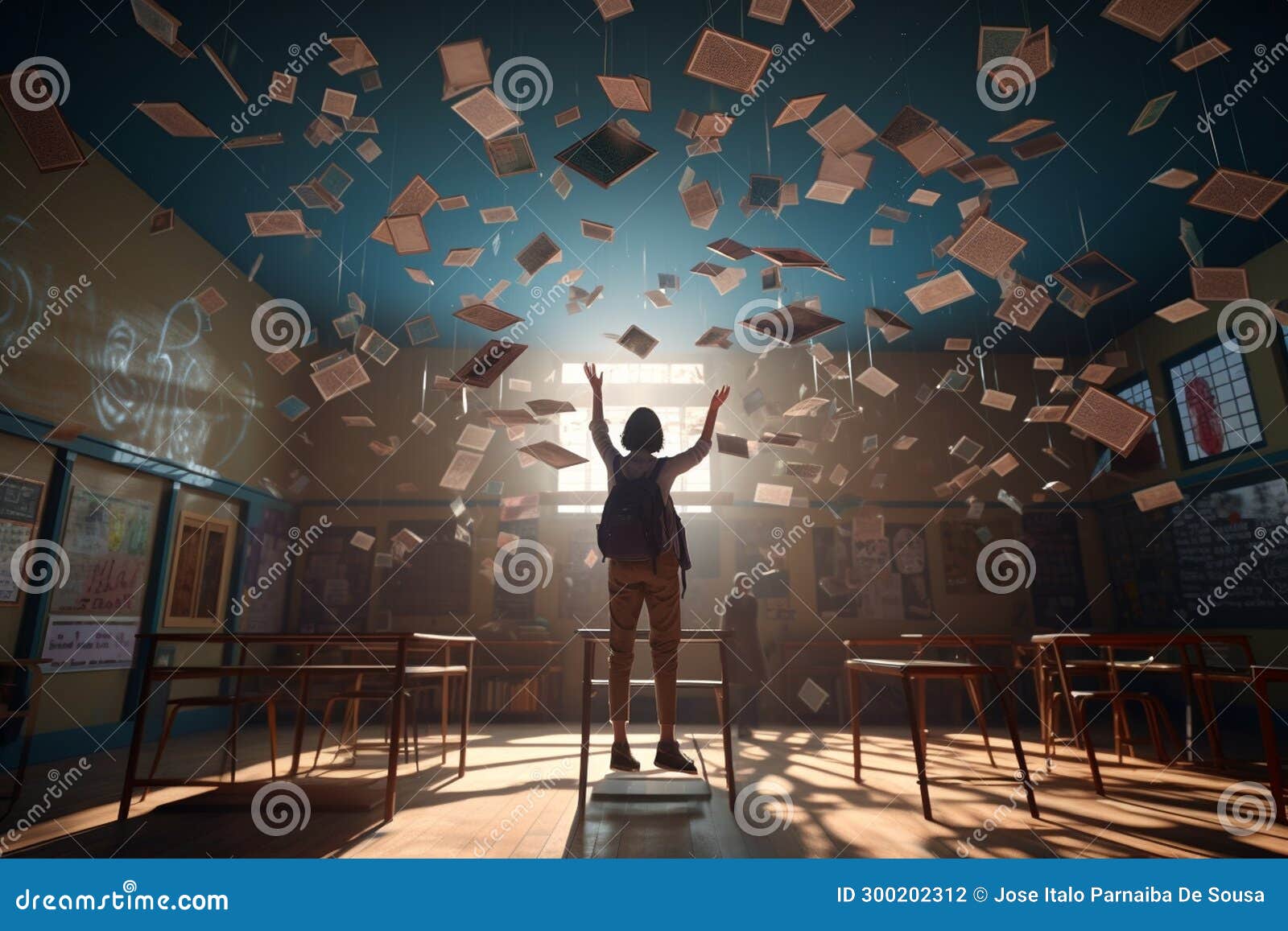 Step into a Surreal Classroom Where Students Stock Illustration ...