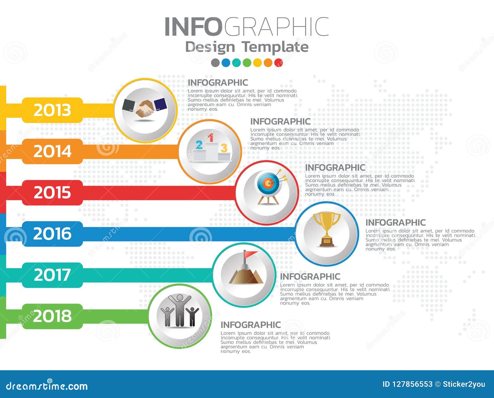 Infographic Template Design with 6 Color Options. Stock Vector ...