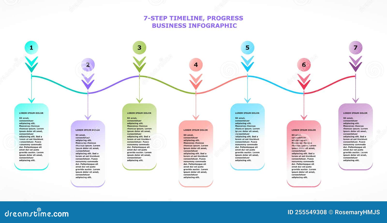 7-Step Timeline, Progress Business Infographic Vector Illustration ...