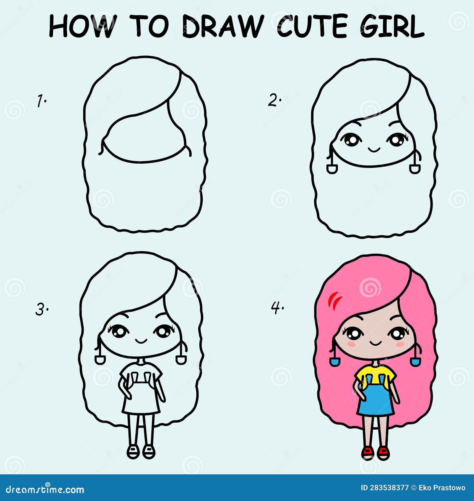Step by Step To Draw a Cute Girl. Drawing Tutorial a Cute Girl. Drawing ...