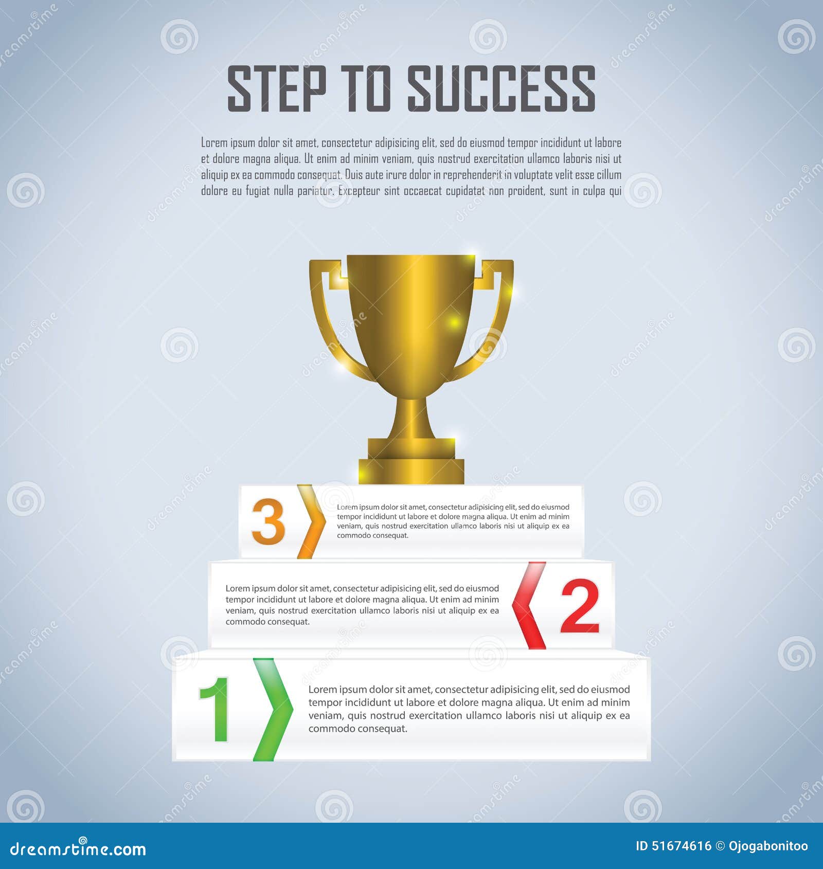 Step To Success with Winner Trophy Infographic Design Template Stock ...