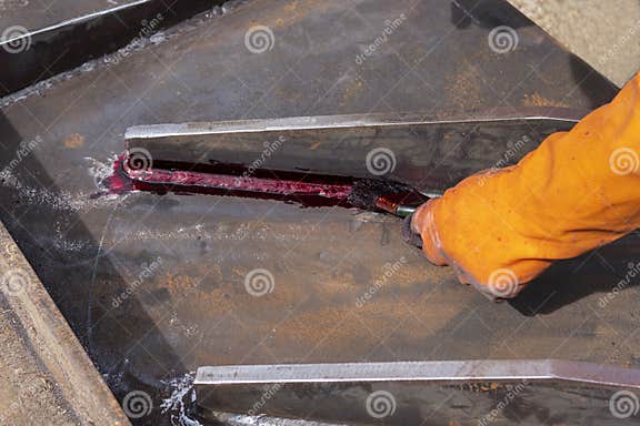 Step To Use Brush Apply Liquid Penetrant into the Welded for Non ...