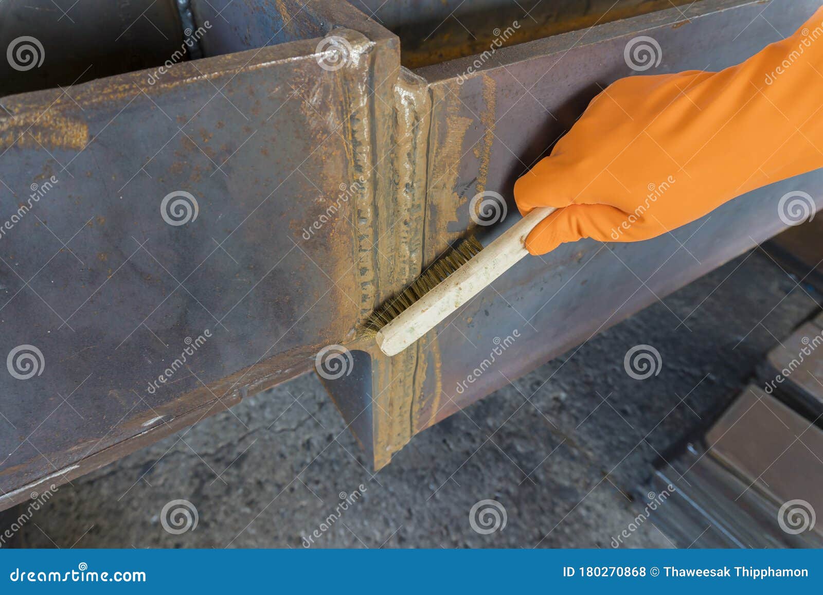 Use a Brush To Clean the Welding Surface Stock Photo - Image of concept ...