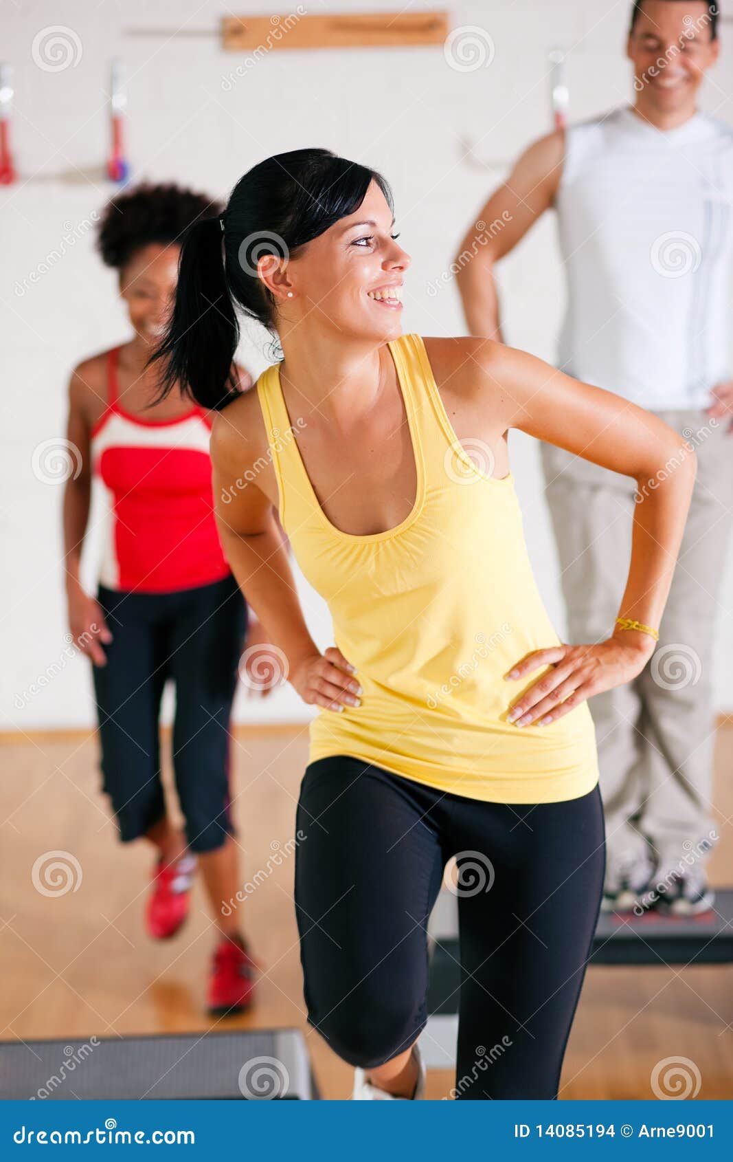 Step Training in Gym with Instructor Stock Photo - Image of powerful ...