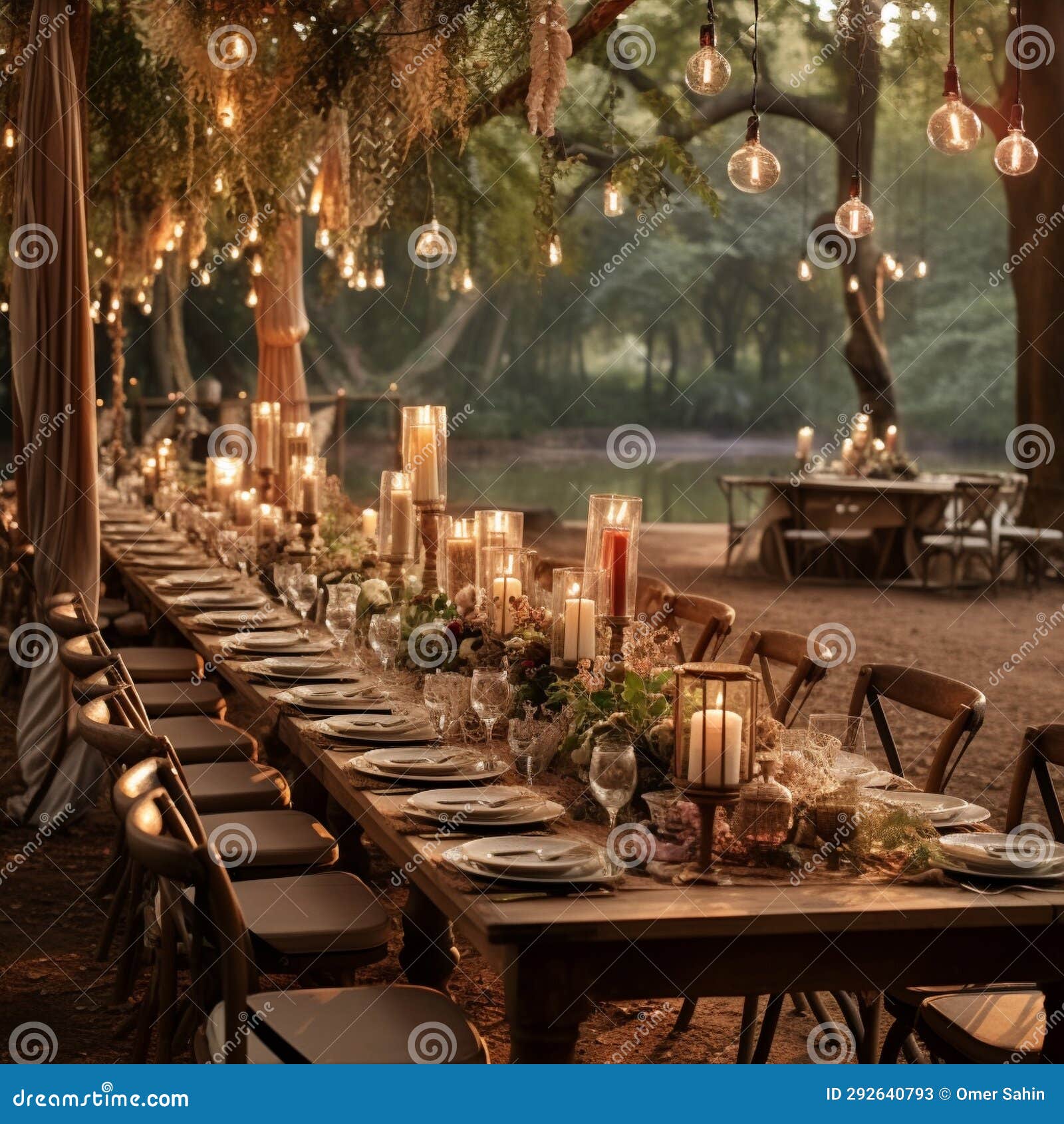 Rustic Dining Setup in Breathtaking Natural Landscape Stock Image ...