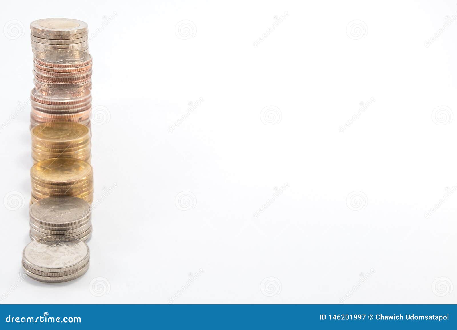 Step Up of Coins Stack in Progessive Growth Money Stock Image - Image ...