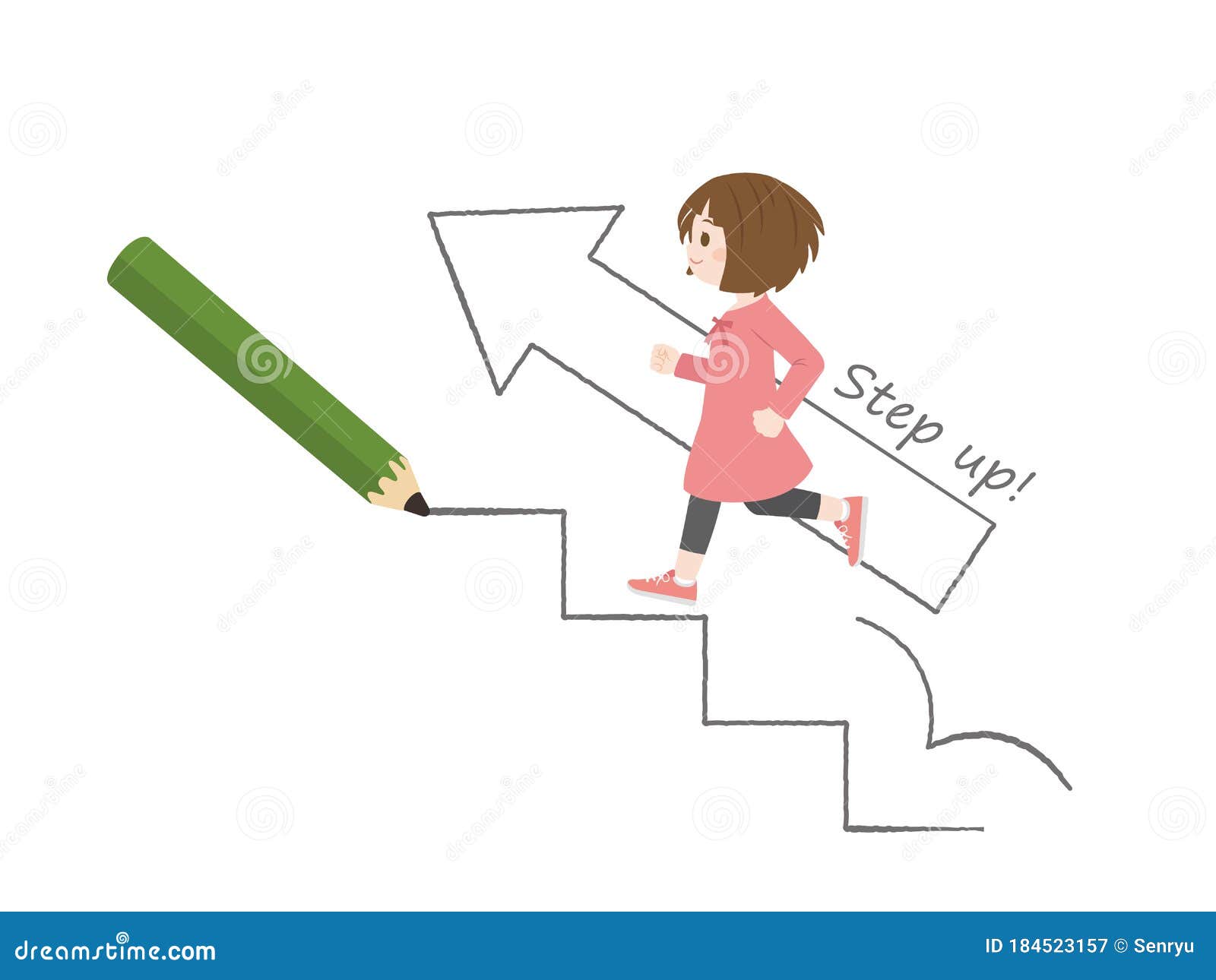 Step up girl stock vector. Illustration of pencil, stepup - 184523157