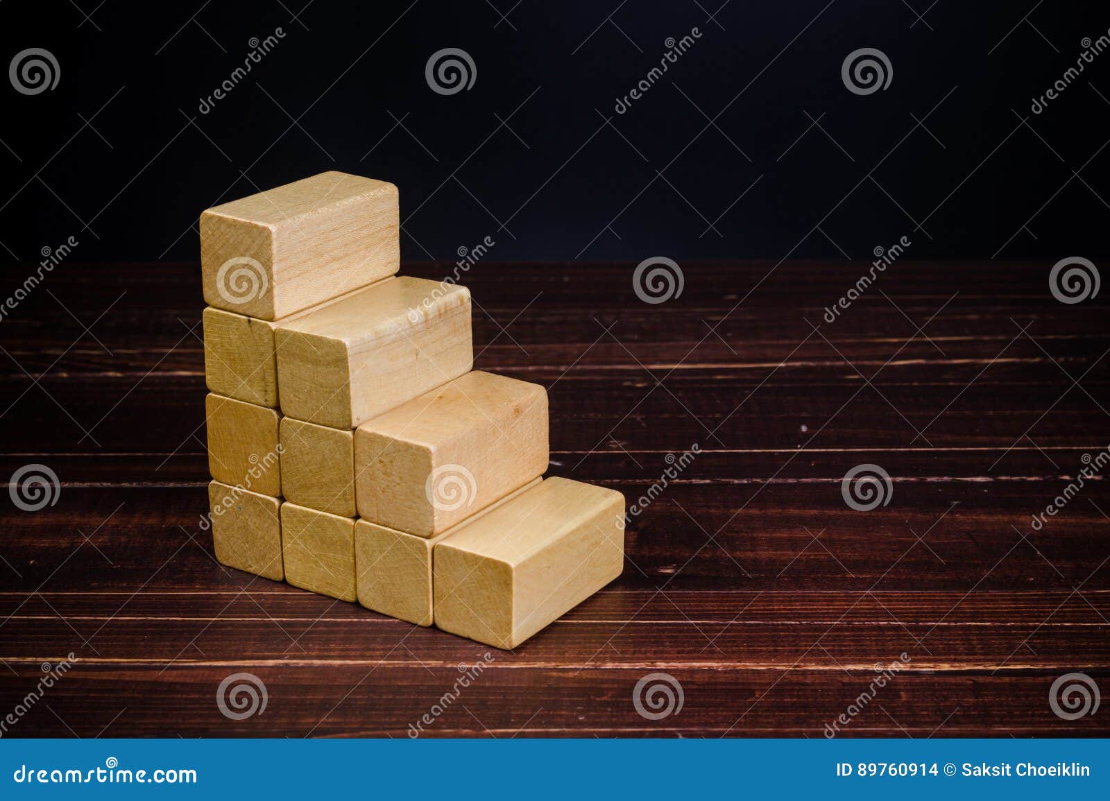 Step up from wooden block stock photo. Image of progress - 89760914