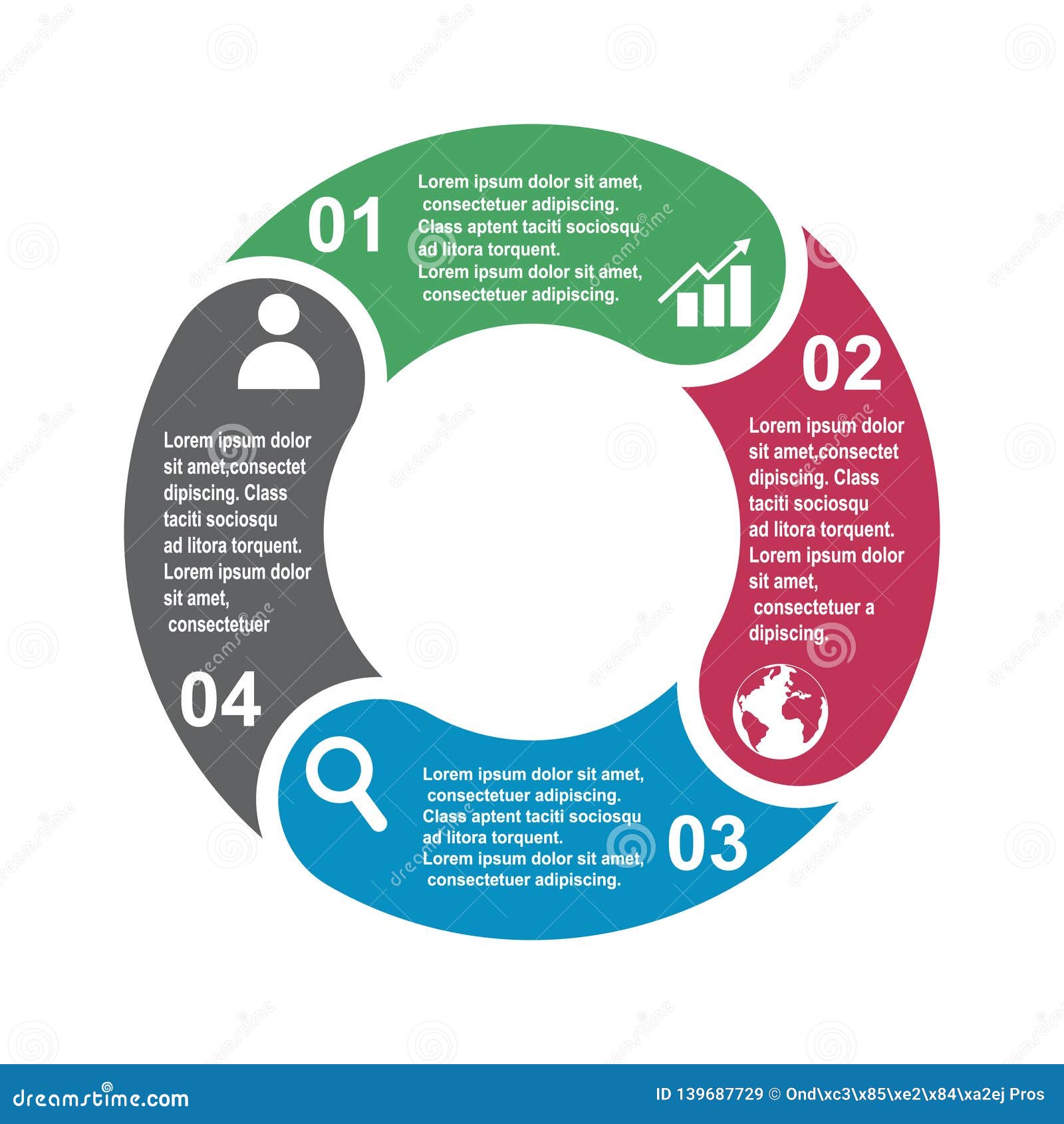 4 Step Vector Element in Four Colors with Labels, Infographic Diagram ...