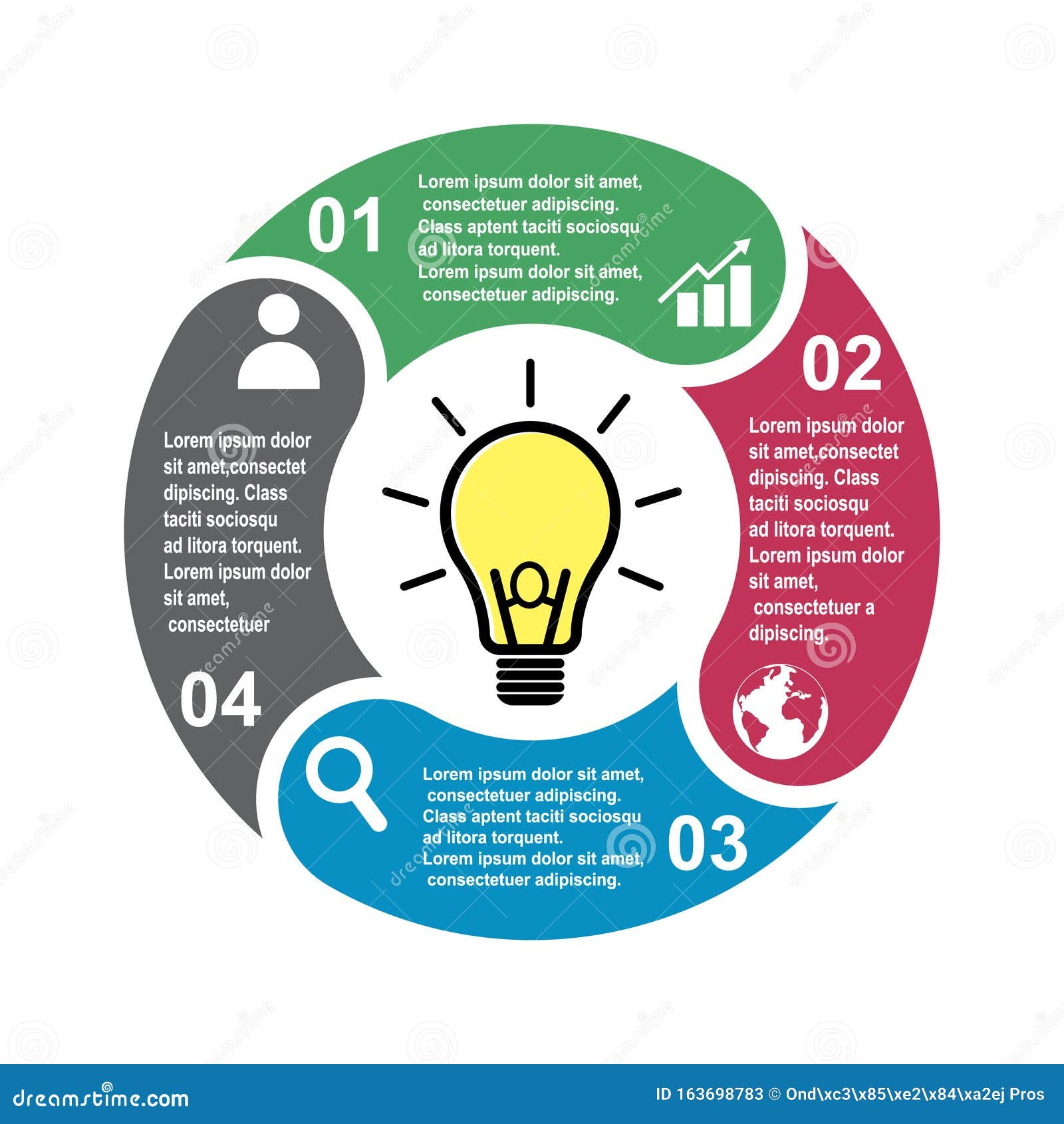 4 Step Vector Element in Four Colors with Labels, Infographic Diagram ...