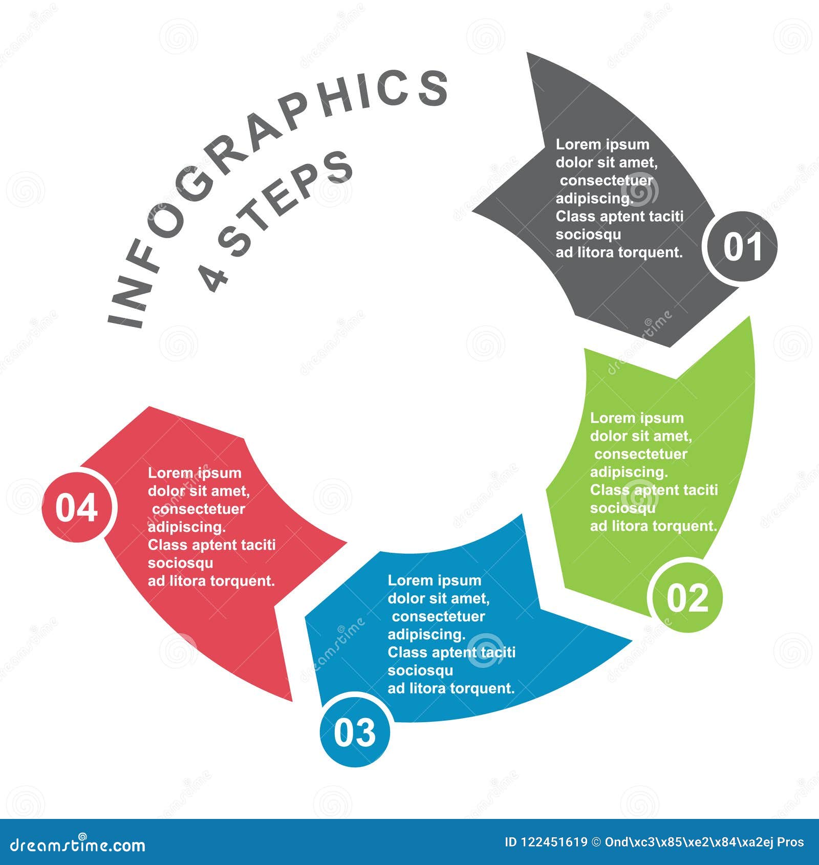 4 Step Vector Element in Four Colors with Labels, Infographic Diagram ...