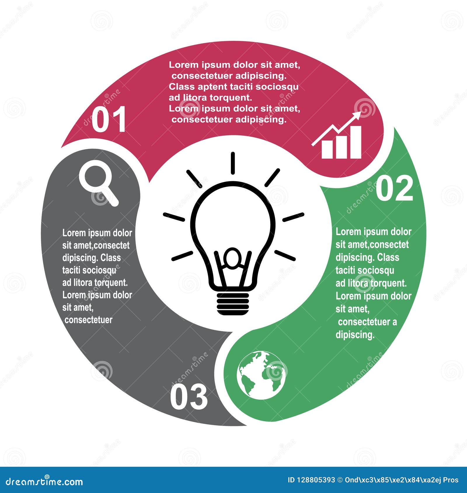 3 Step Vector Element in Three Colors with Labels, Infographic Diagram ...