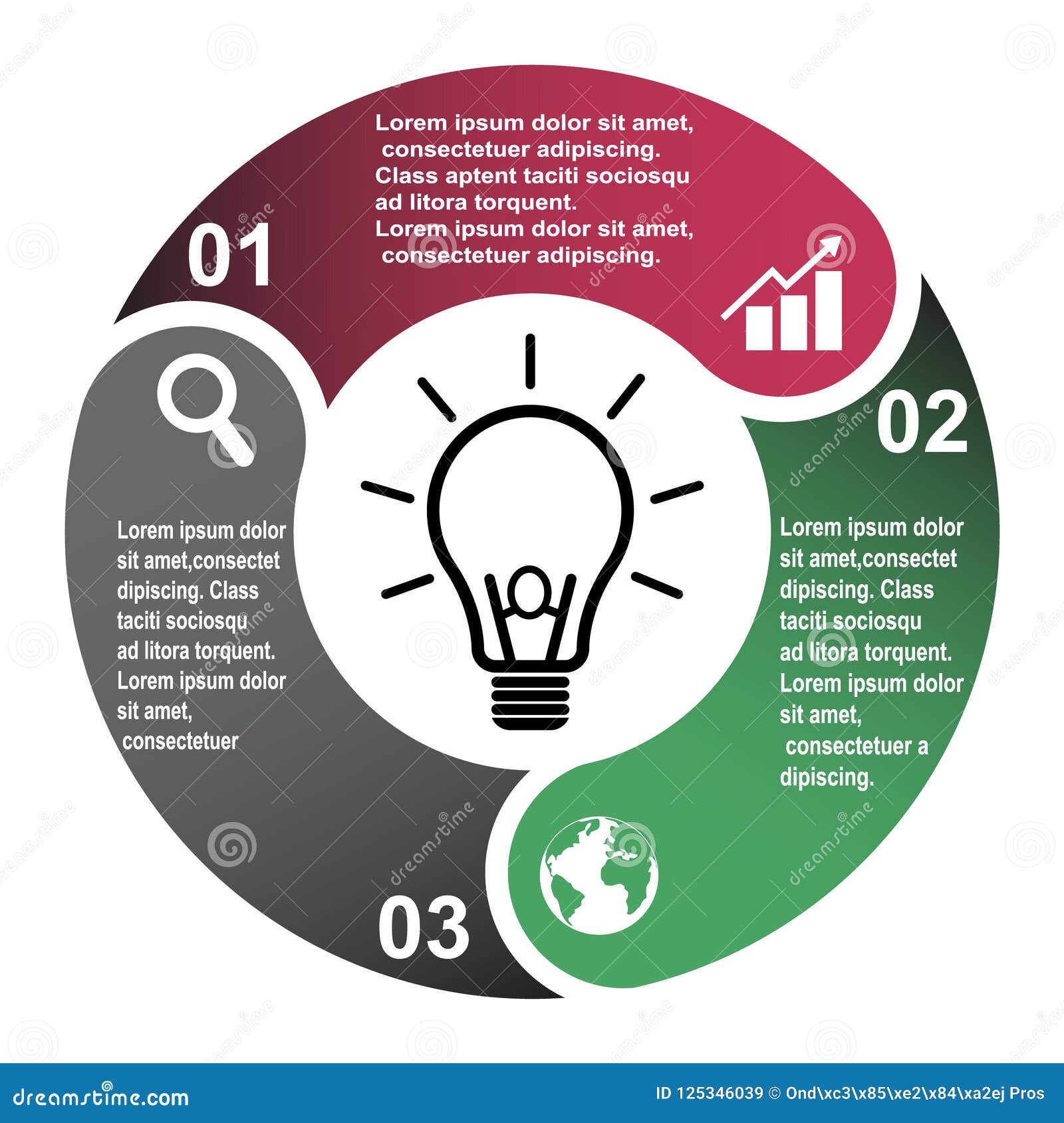 3 Step Vector Element in Three Colors with Labels, Infographic Diagram ...