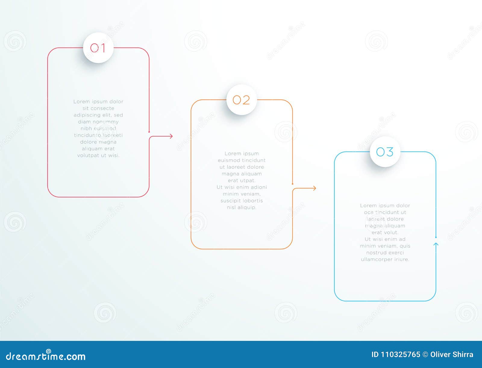 3 Step Vector Flat Thin Line Text Boxes Linked Together Stock Vector ...