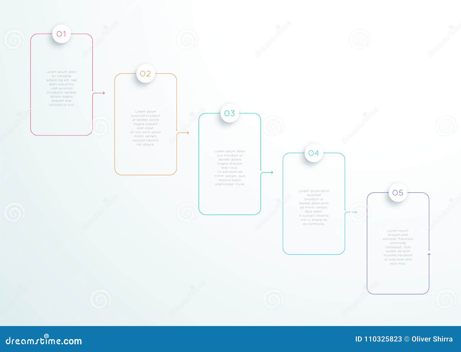 5 Step Vector Flat Thin Line Text Boxes Linked Together Stock Vector ...