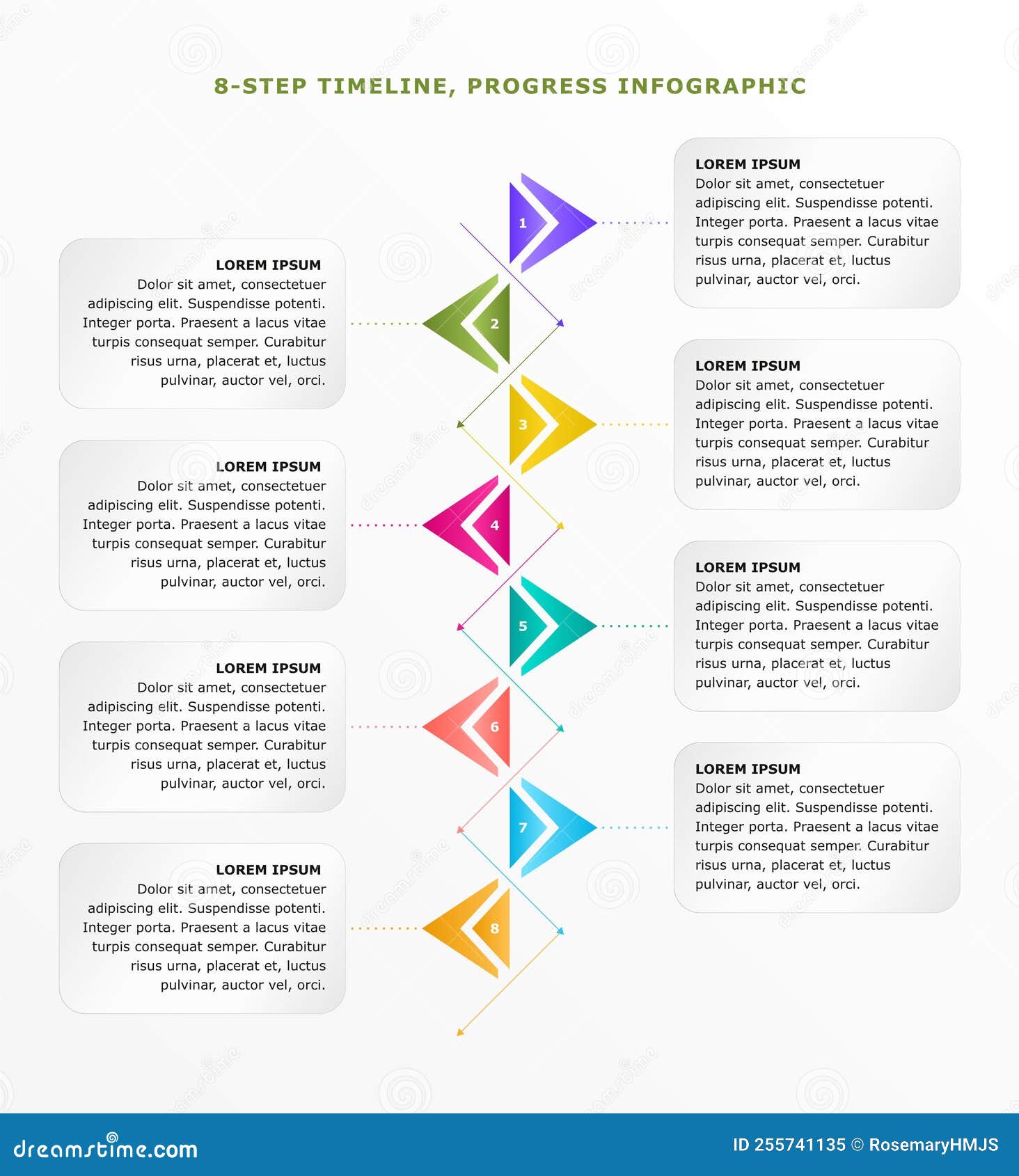 8-Step Vertical Timeline, Progress and Sequence Business Infographic ...
