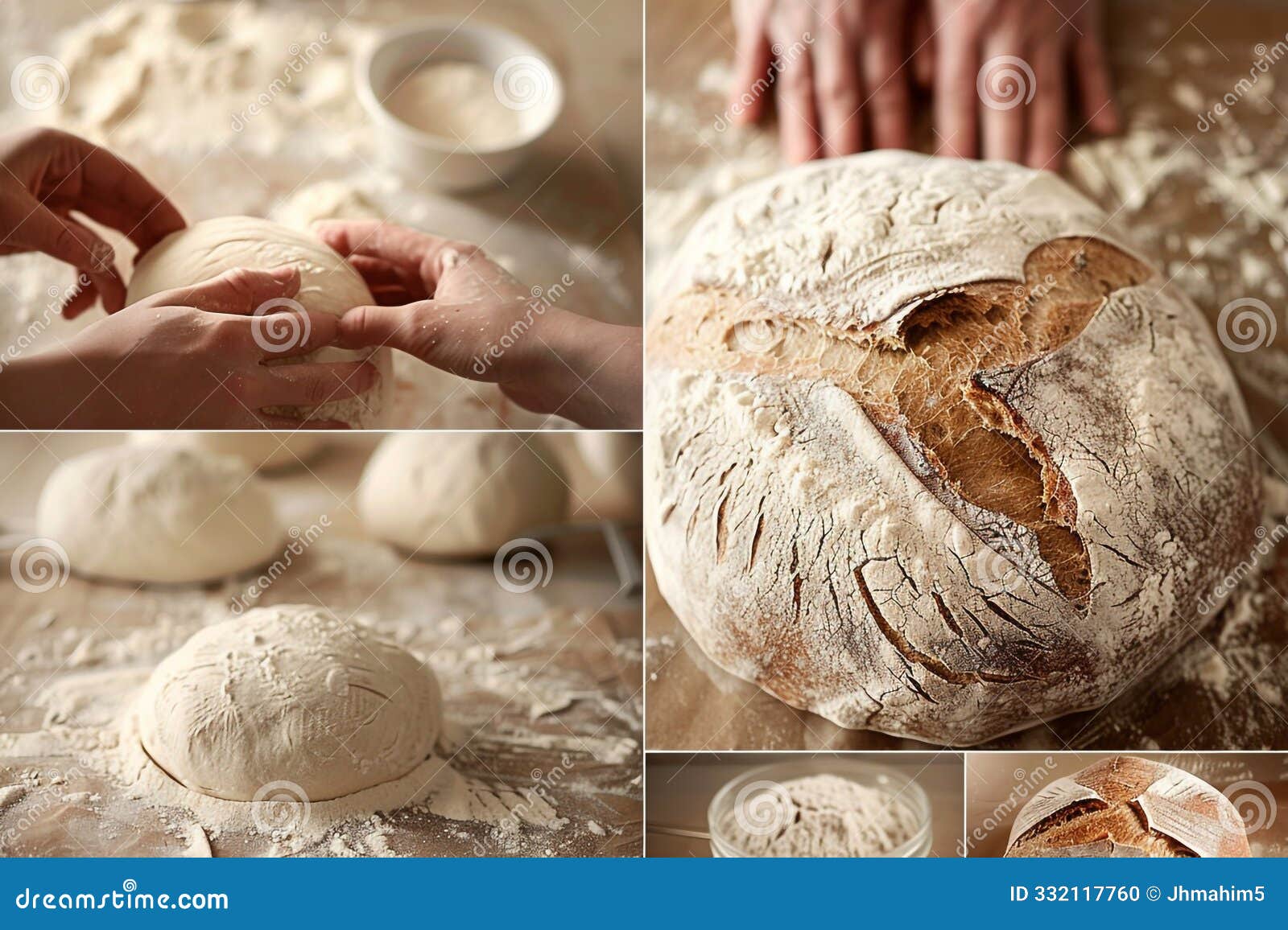 A Stepbystep Visual Guide To Making Artisan Bread Showcasing the Mixing ...