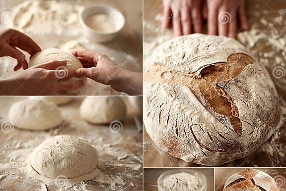 A Stepbystep Visual Guide To Making Artisan Bread Showcasing the Mixing ...