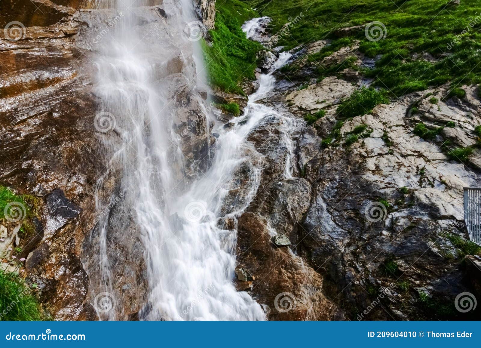 Step Waterfall Over a Cliff in the Mountains Detail Stock Photo - Image ...
