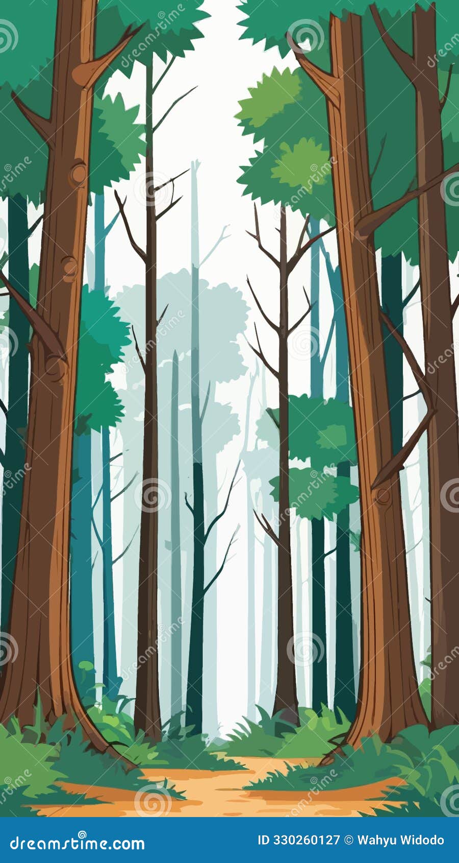 Forest with Trees Cartoon Drawing Artwork Vector Ai Generated Stock ...