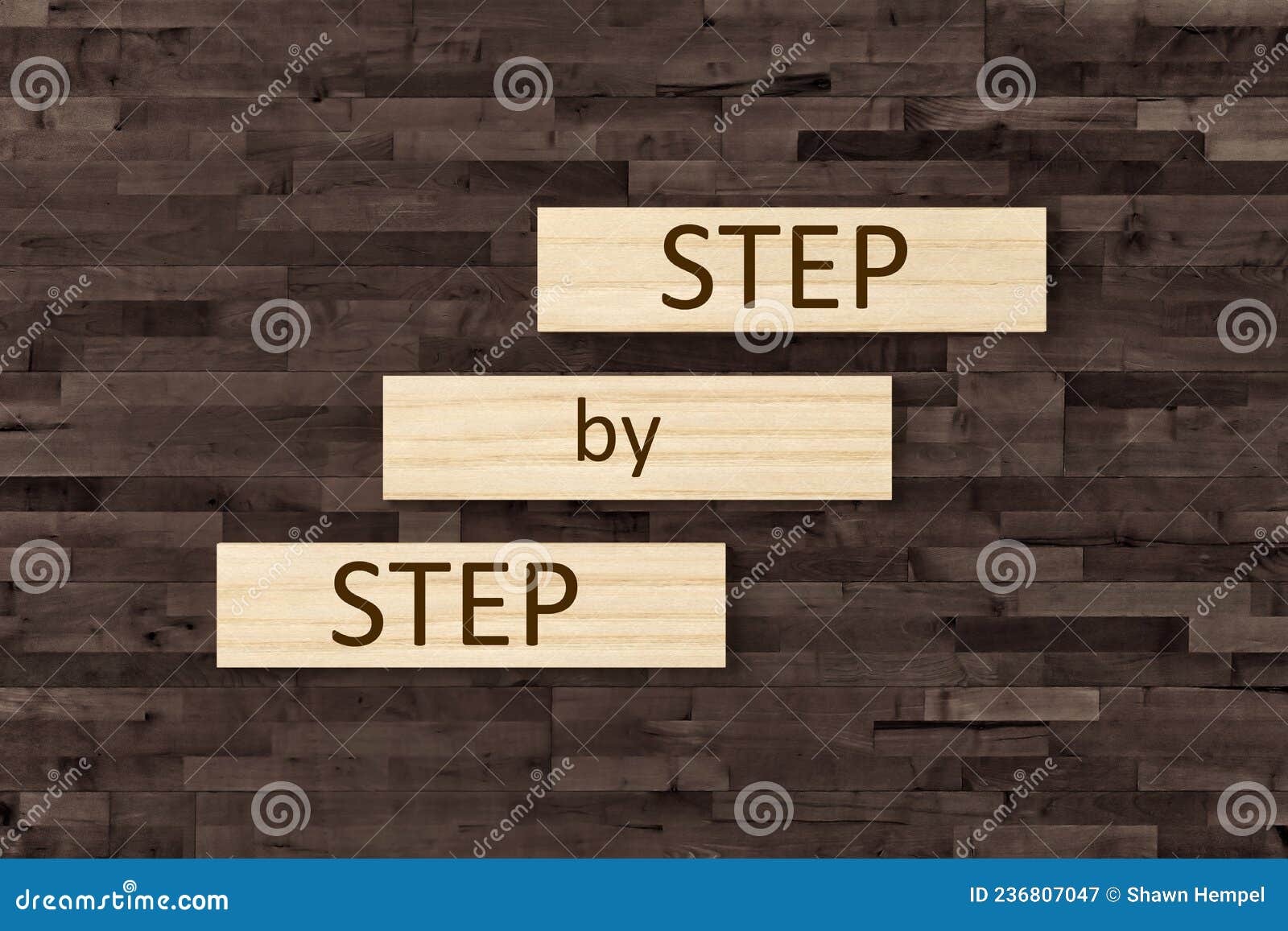 Step by Step on Wooden Blocks on Wooden Table Background, Business ...