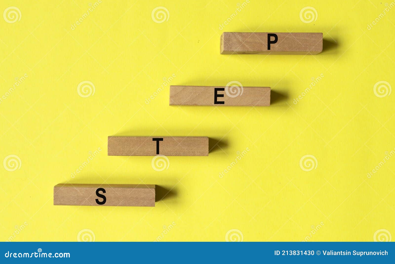 Step Word on Stairs or Ladder on Yellow Background Stock Photo - Image ...