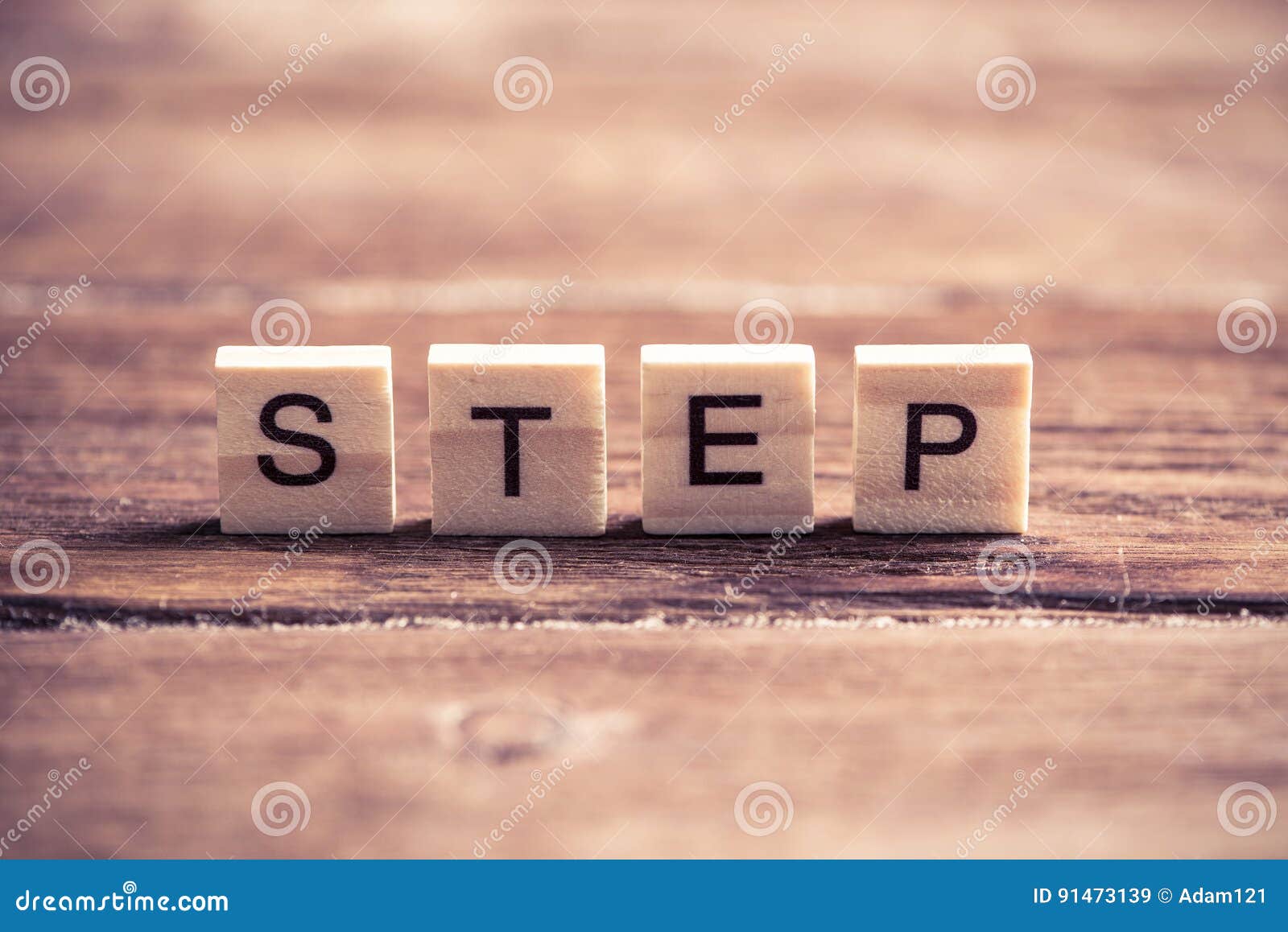 Step Word of Wooden Elements with Letters Stock Image - Image of ...