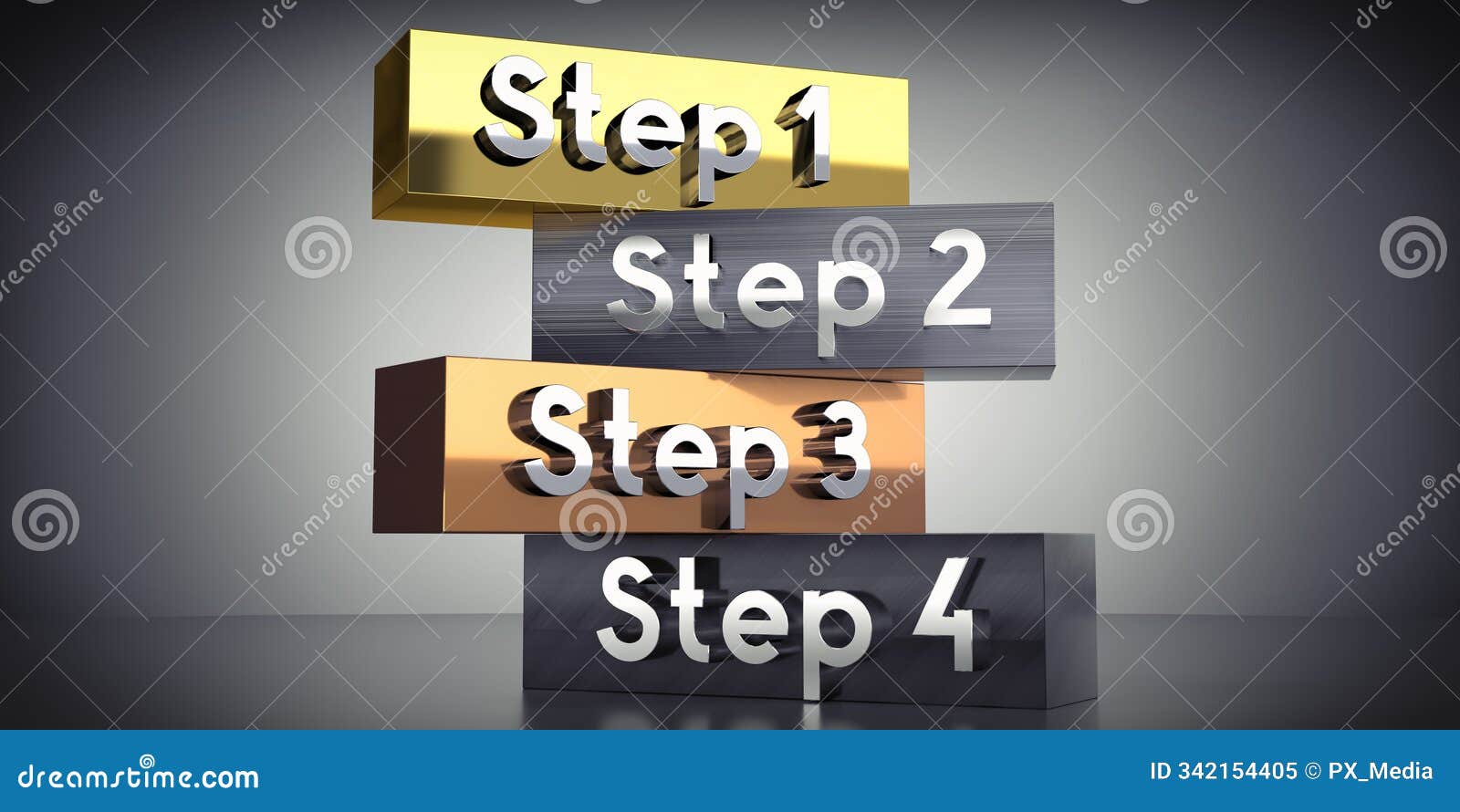 Step 1, 2, 3 and 4 - Words on Metal Blocks Stock Illustration ...