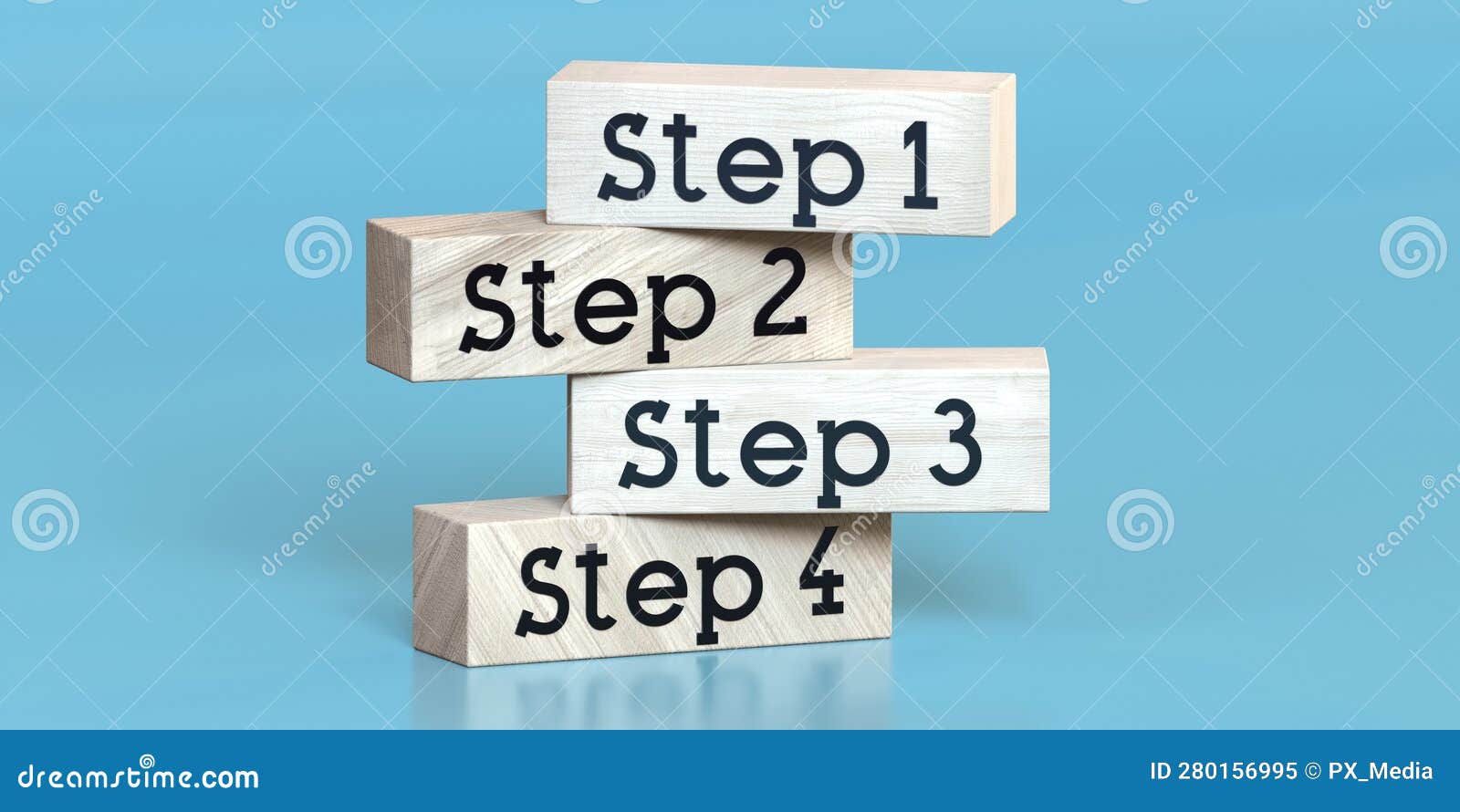 Step 1, 2, 3 and 4 - Words on Wooden Blocks Stock Illustration ...