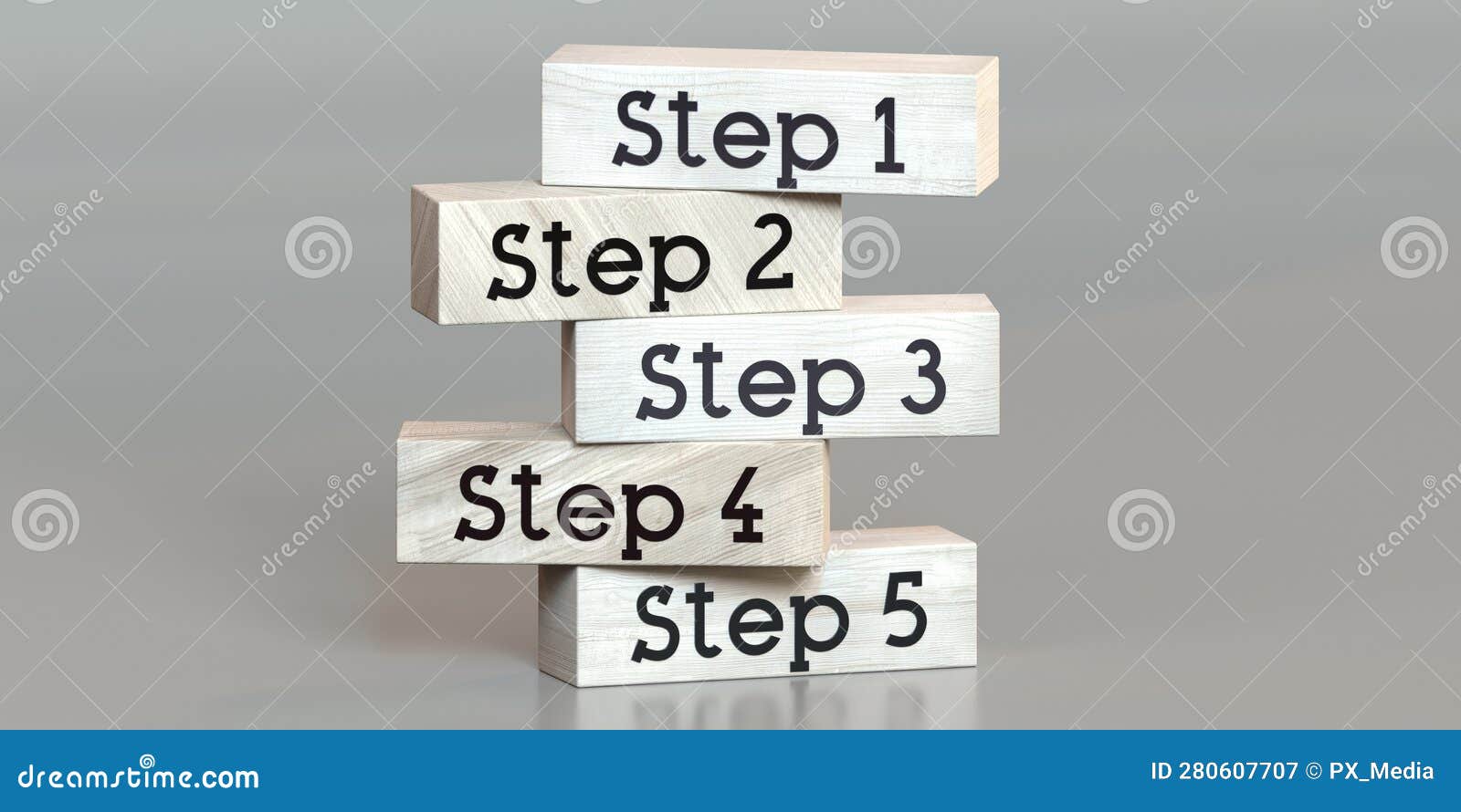 Step 1, 2, 3, 4, 5 - Words on Wooden Blocks Stock Illustration ...
