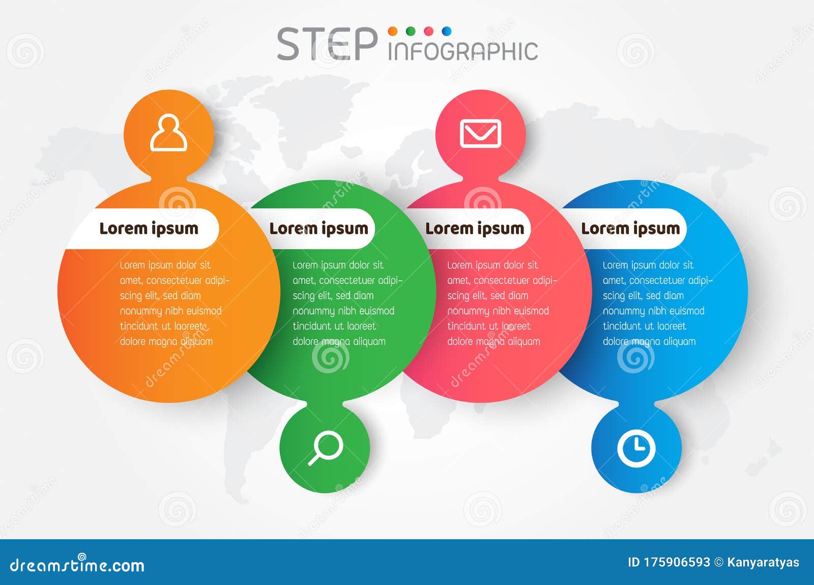 Step Work Processes Infographic with Vivid Gradient Color Element on ...