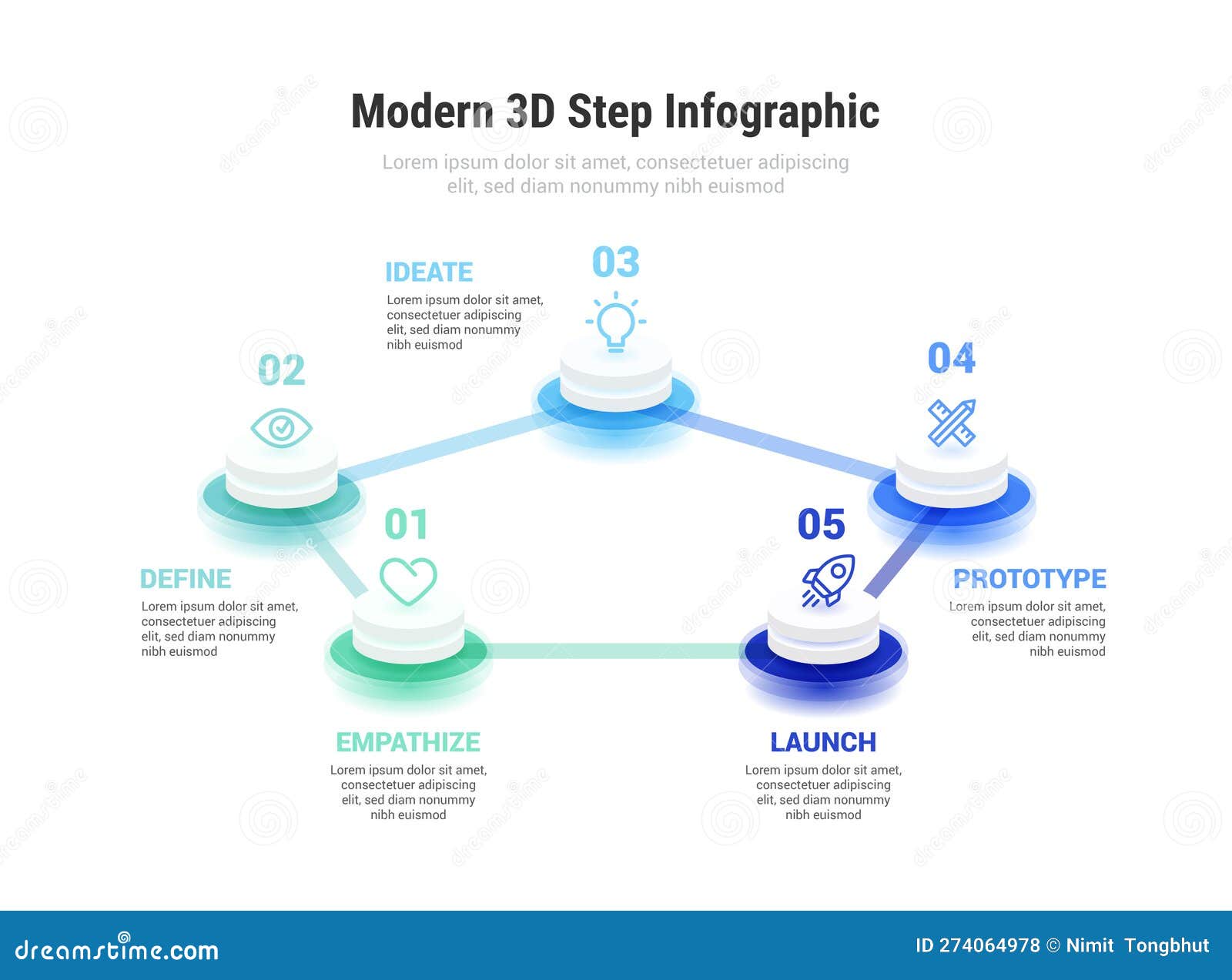 Step Workflow Modern 3D 5 Step Infographic Stock Vector - Illustration ...