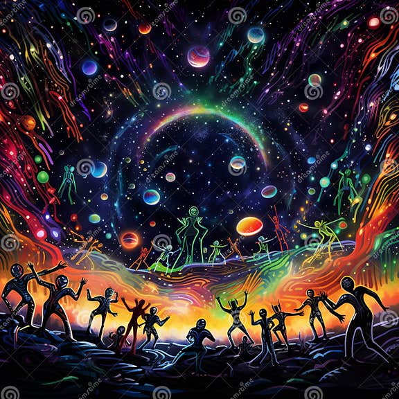 Intergalactic Dance Floor stock illustration. Illustration of beings ...